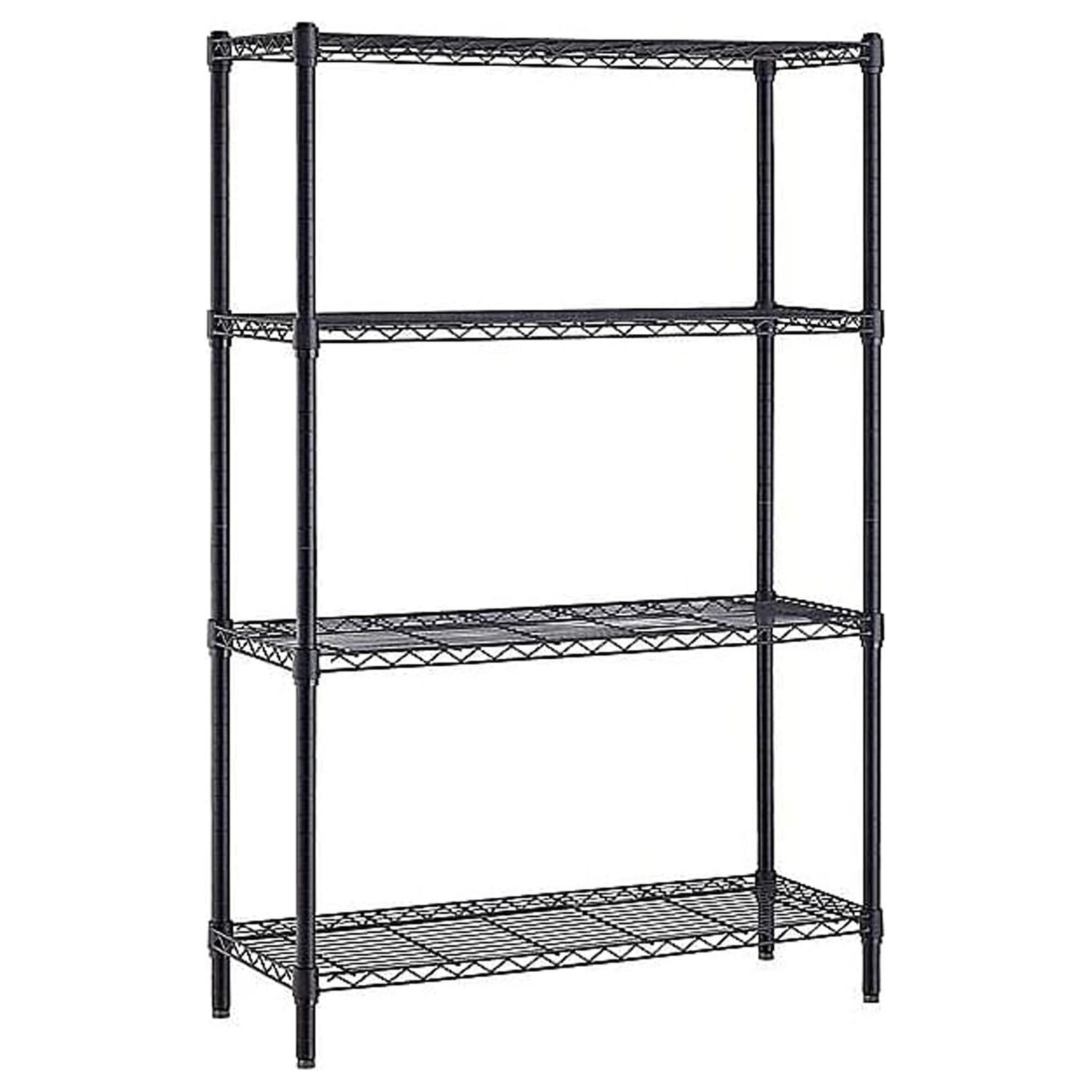 Whalen Steel 4-Shelf Wire Shelving Unit, 36"W, Black, for Garage ...