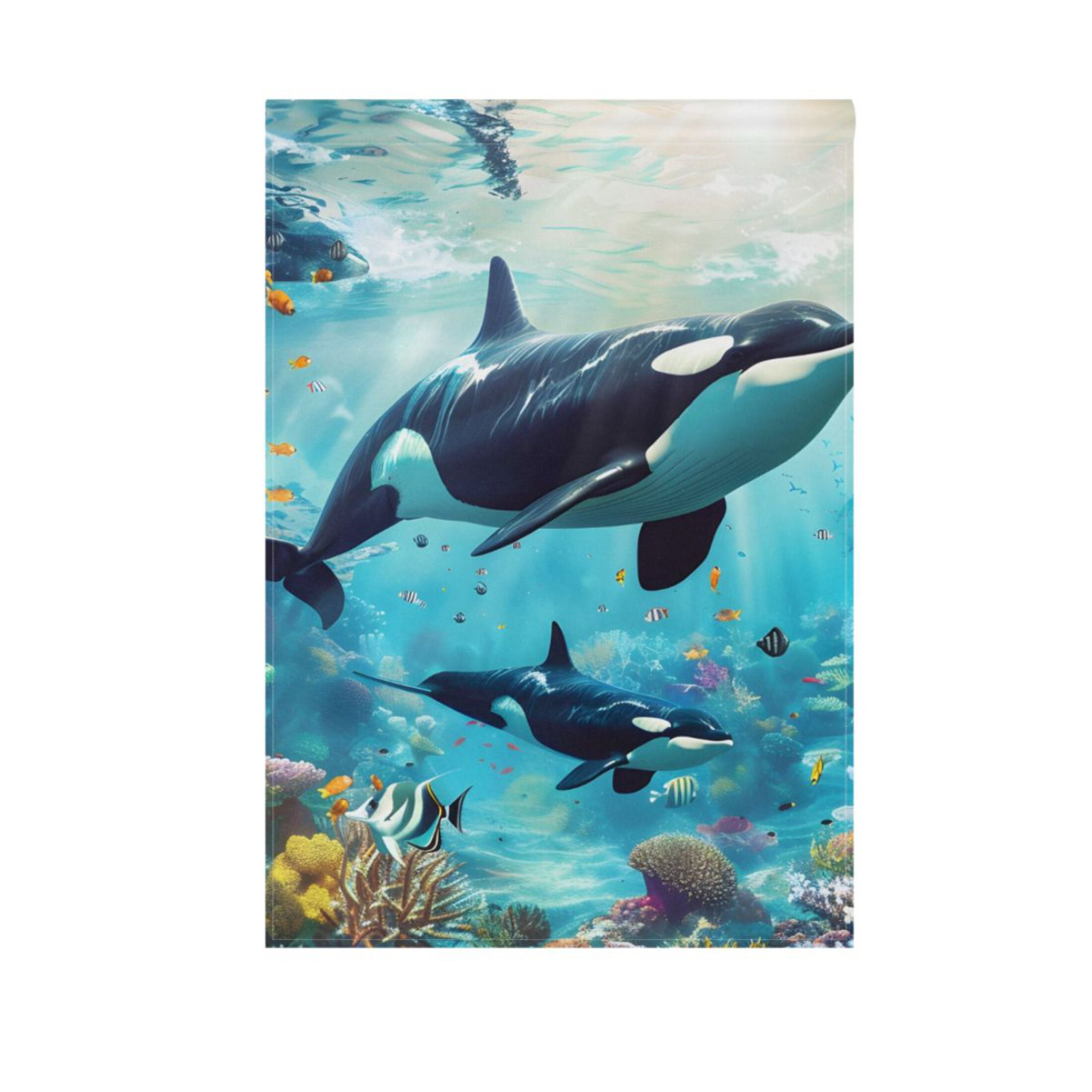 Whales Fishes Corals Garden Flag 12X18 Double Sided Yard Flags for ...