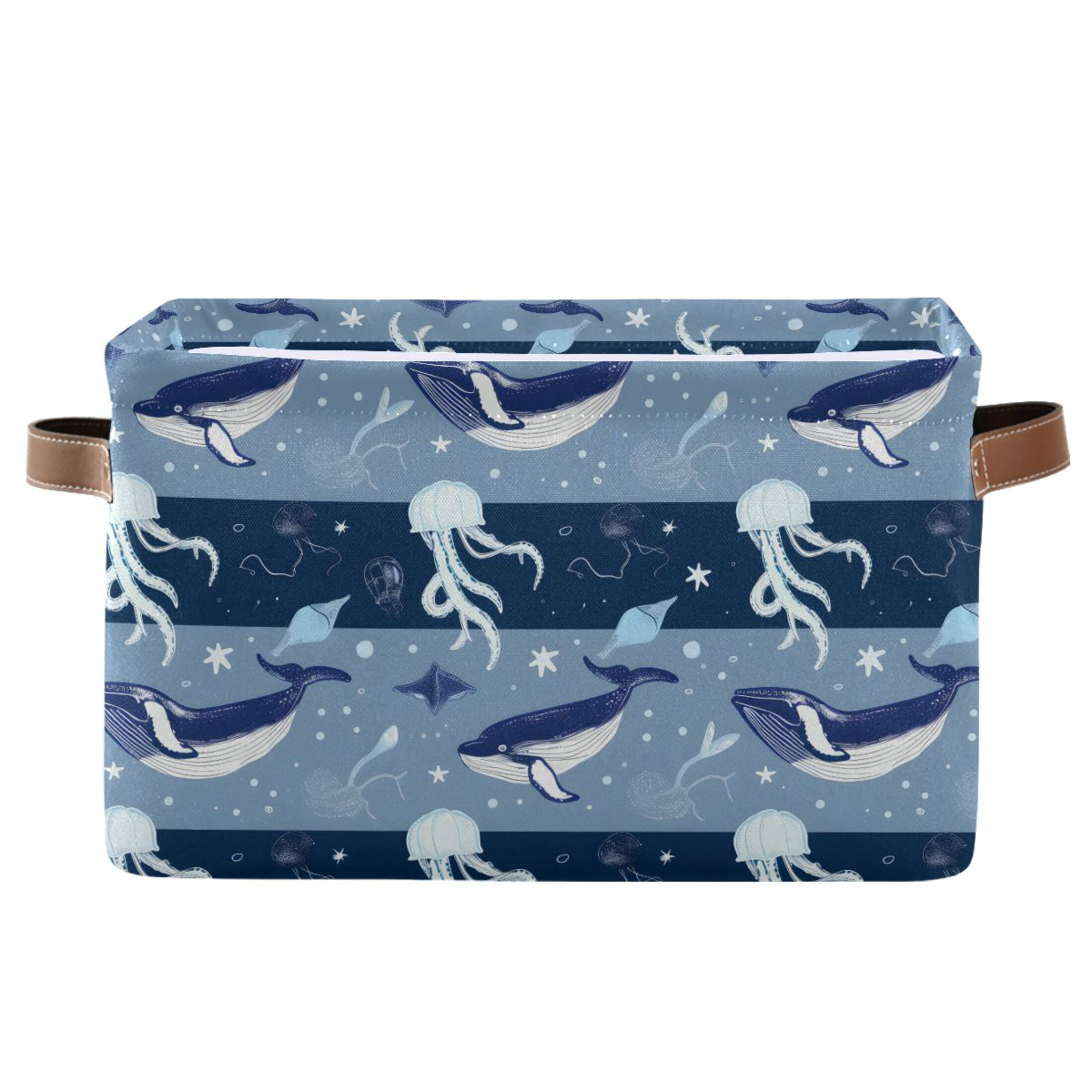 Whales Jellyfish Star Storage Bins with Handle Fabric Organizer Basket ...