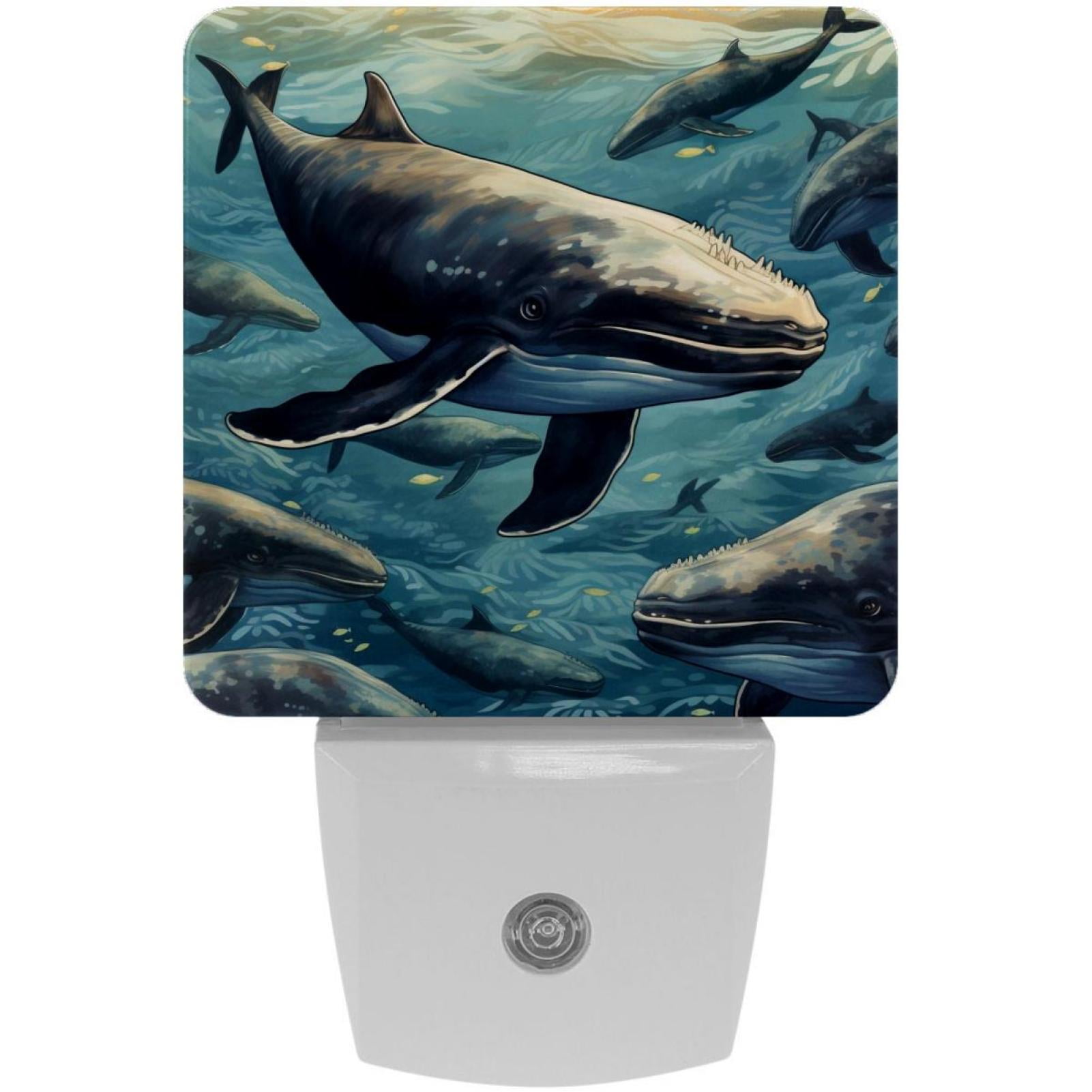 Whales LED Square Night Lights - Modern Design, Soft Glow, Energy ...