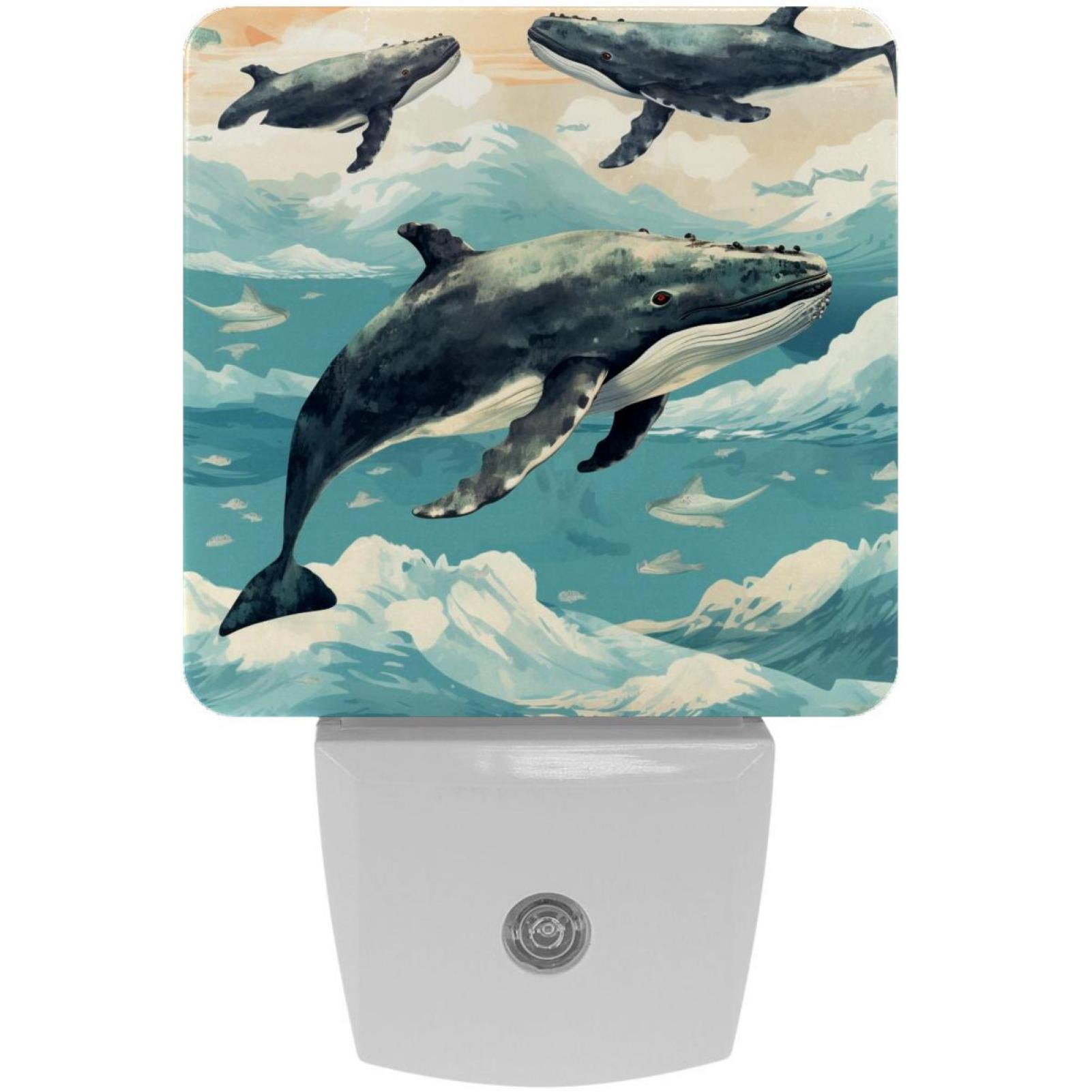 Whales LED Square Night Lights - Portable and Stylish for Bedroom and ...