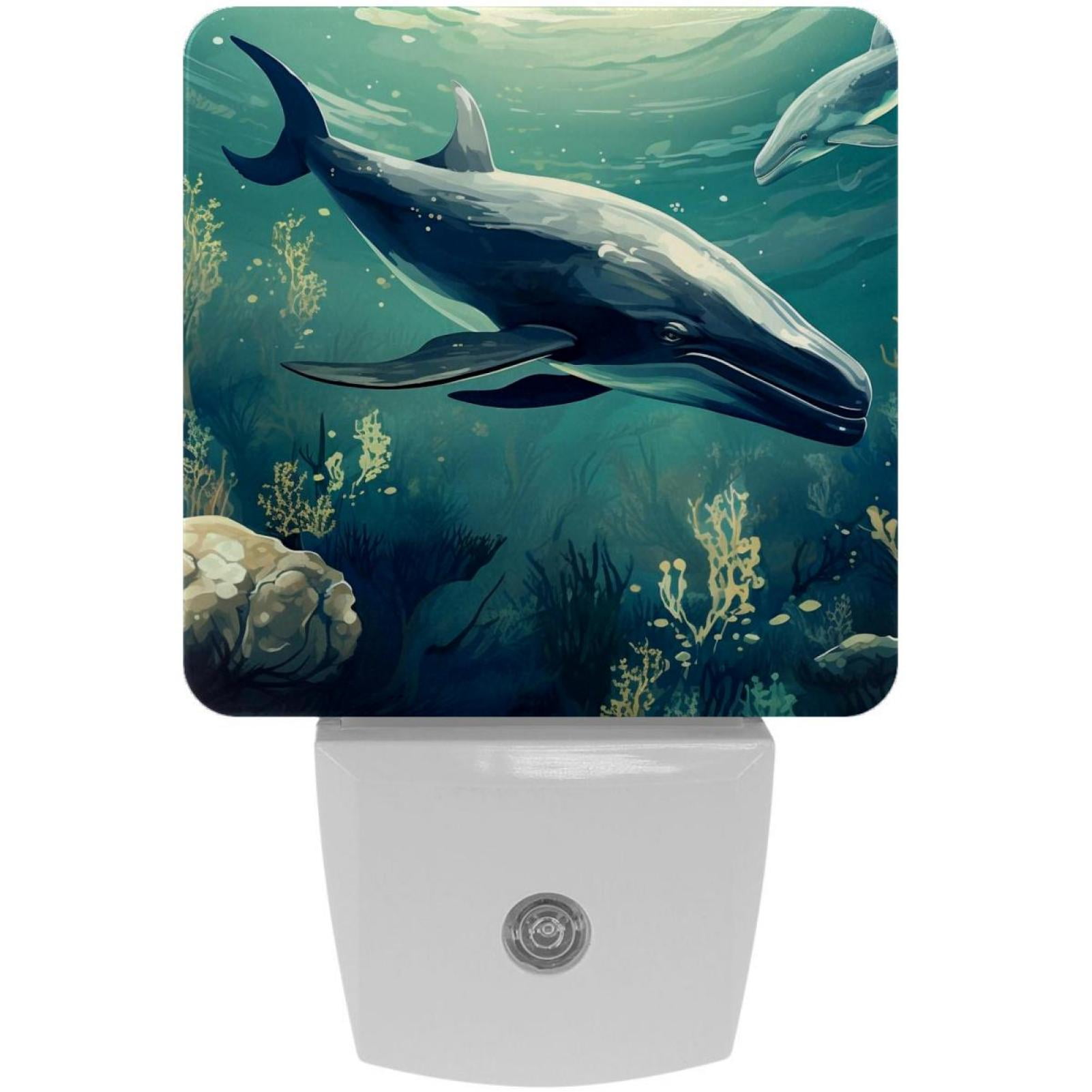 Whales LED Square Night Lights for Bedroom and Living Room, Decorative Mood Lighting with Remote ...