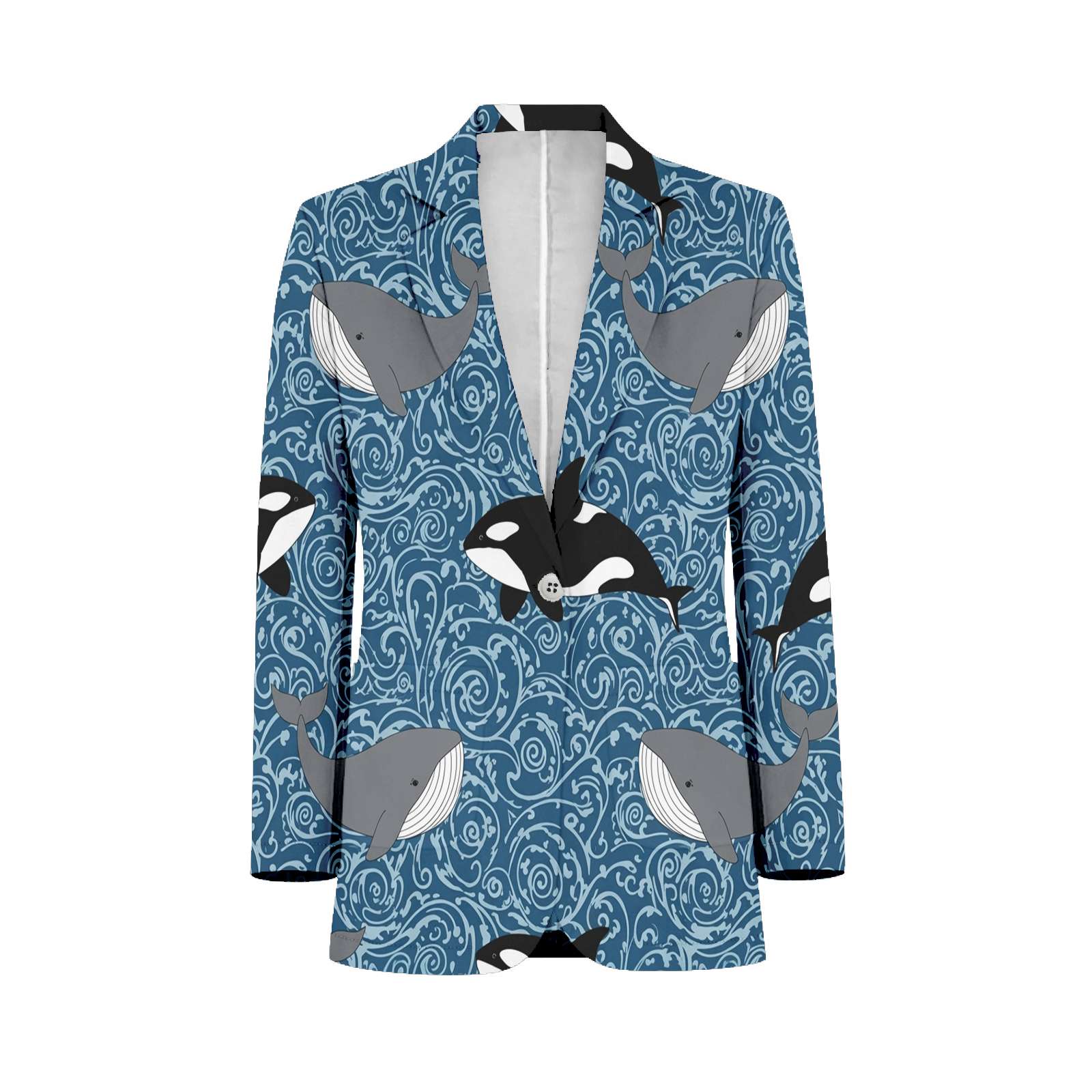Whales Orcas Swim Ocean Waves Pattern Mens Suits Shawl Collar Slim Fit ...
