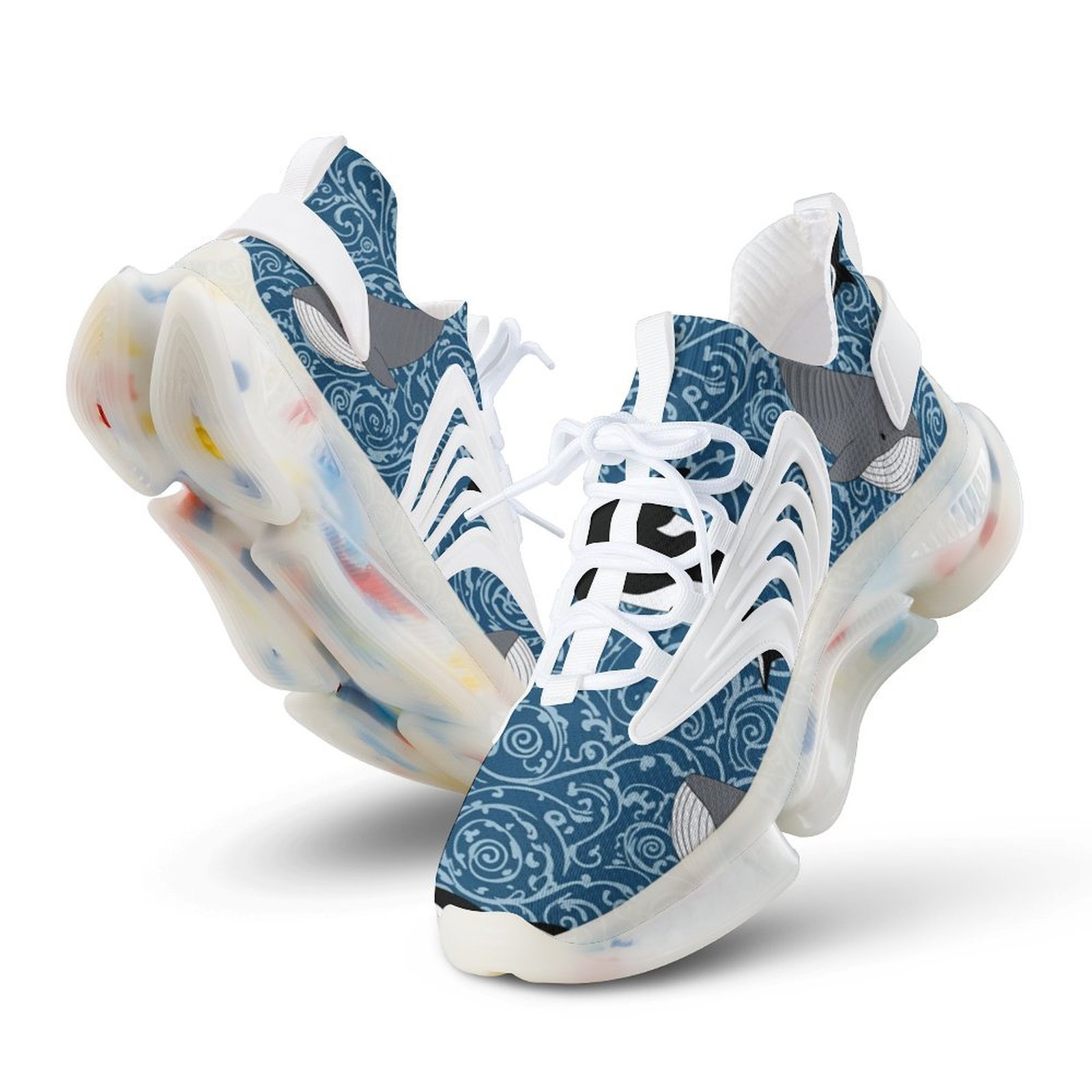 Whales Orcas Swim Ocean Waves Pattern Walking Shoes for Men Woman ...