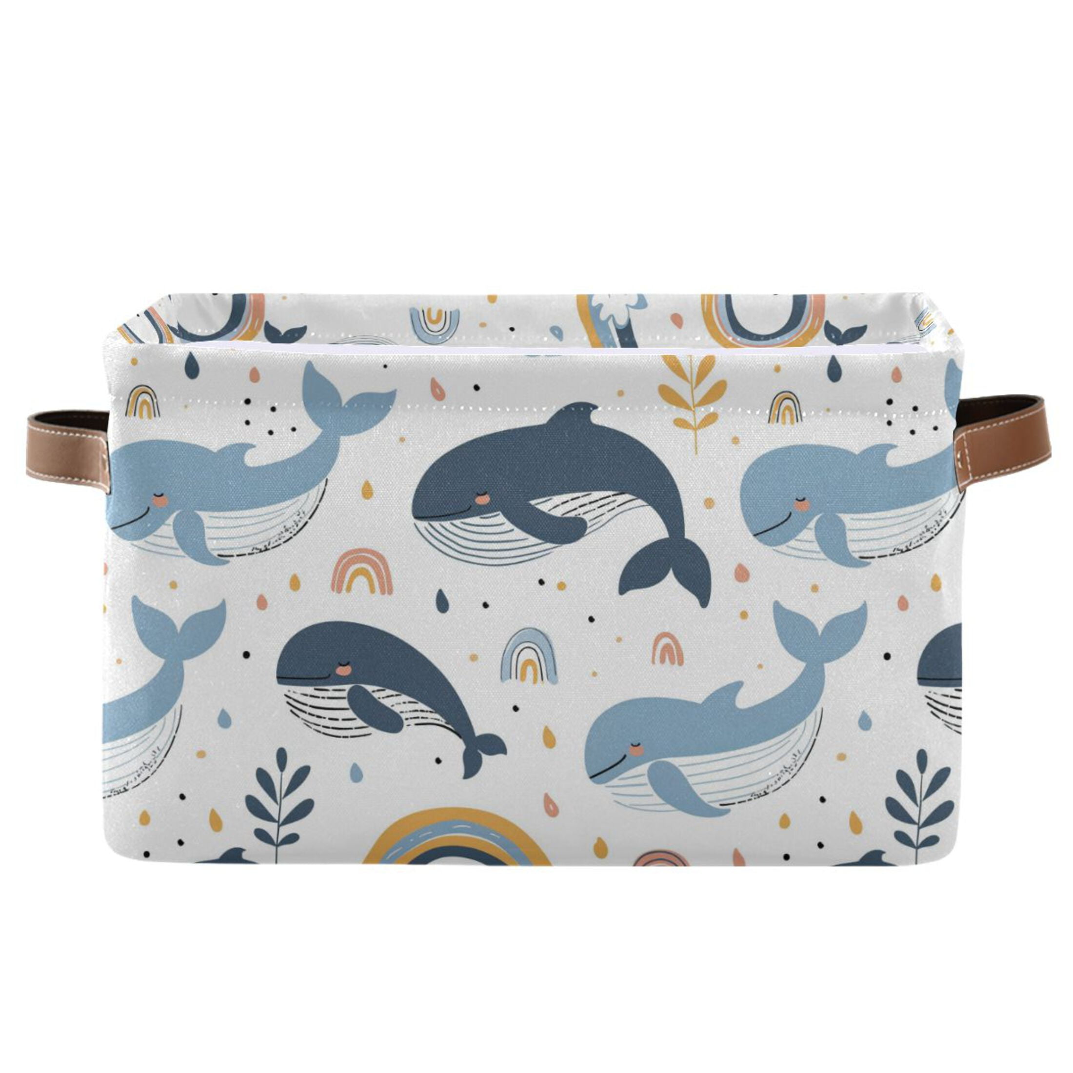Whales Plants Rainbow Storage Bins with Handle Fabric Organizer Basket ...