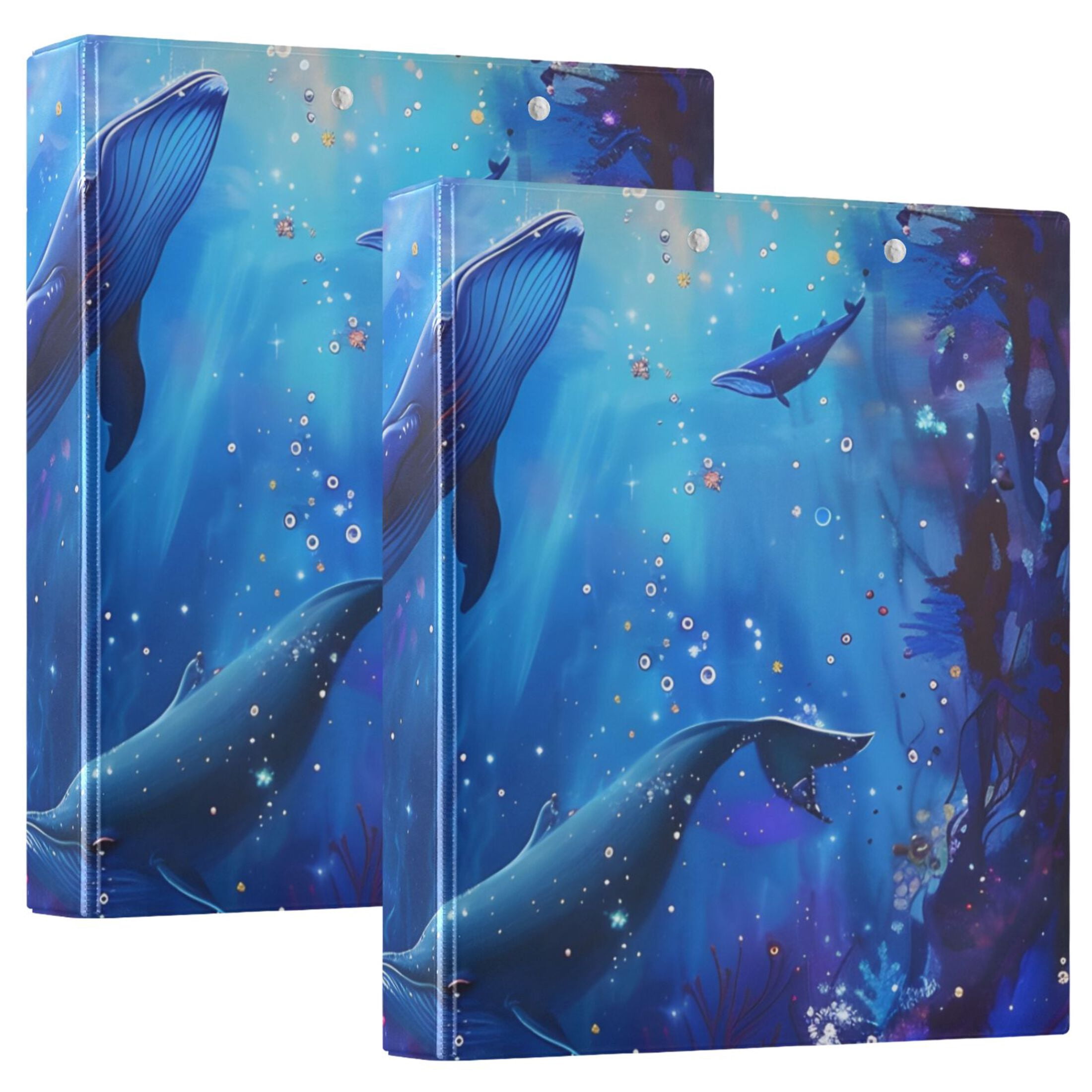 Whales Sea Floor 3 Ring Binders 1.5 inch Hardcover File Folders with ...