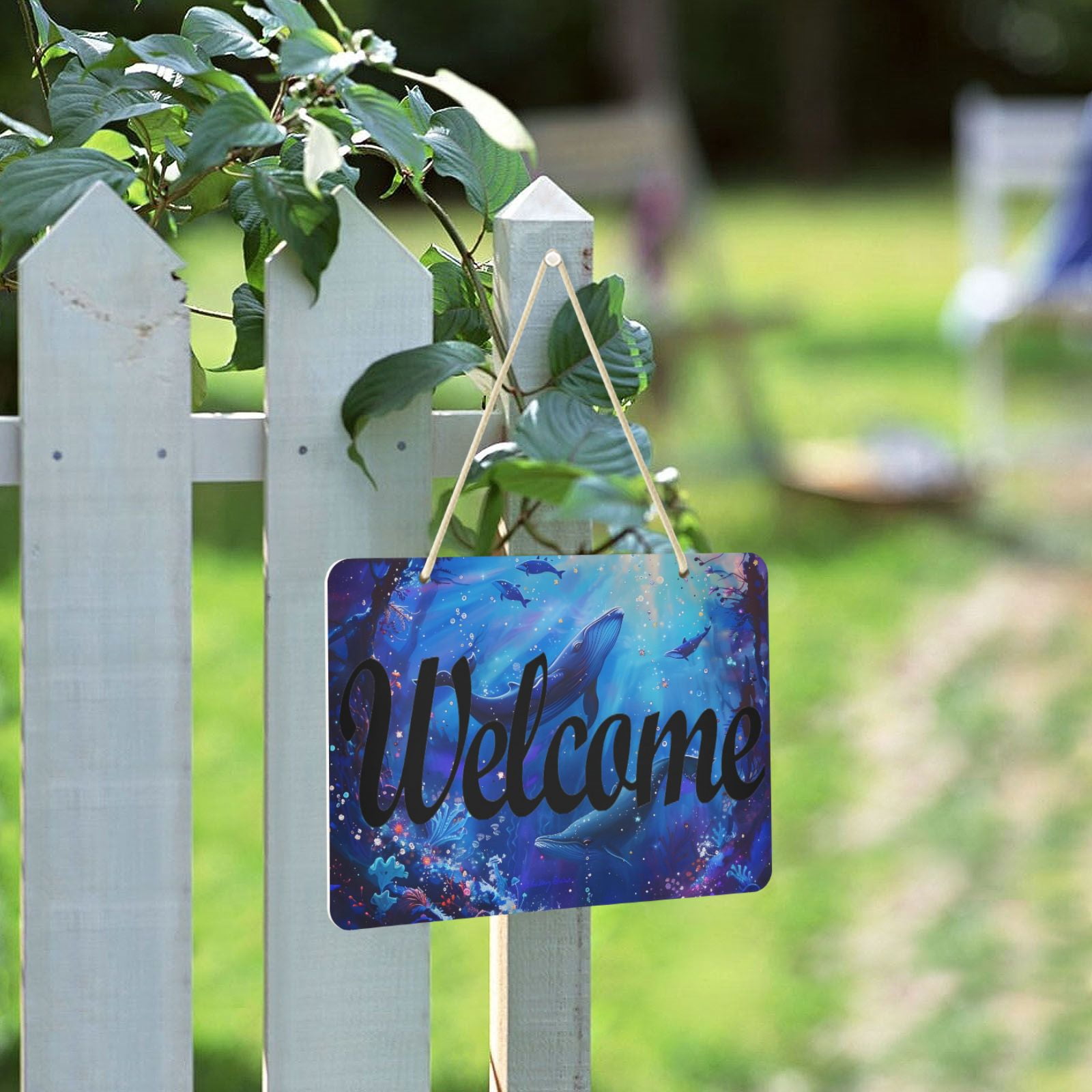 Whales Sea Floor Welcome Sign for Front Door Porch Wreath Door Sign ...