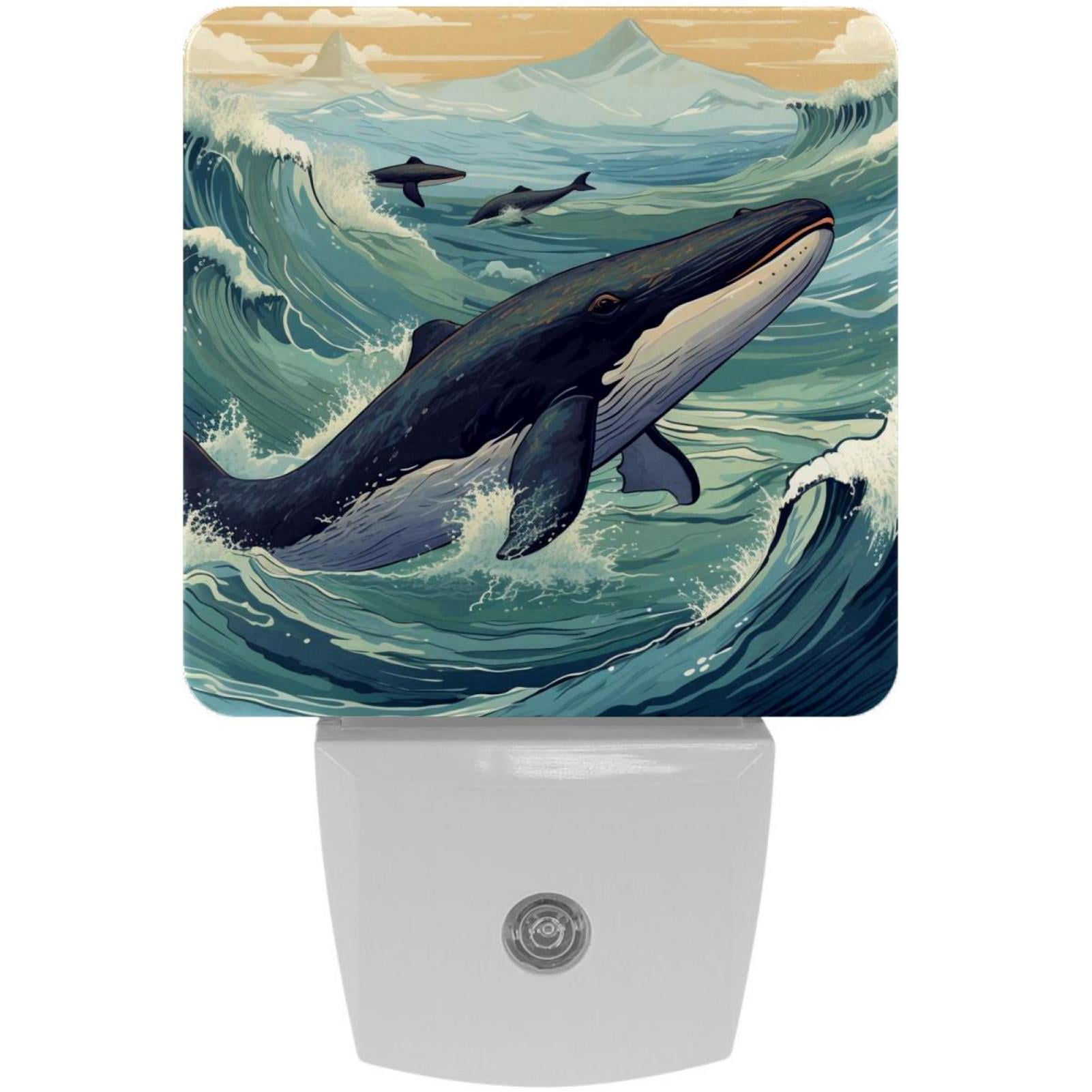 Whales Square LED Night Lights - Small, Portable Lighting for Any Room - Energy Efficient & Long ...