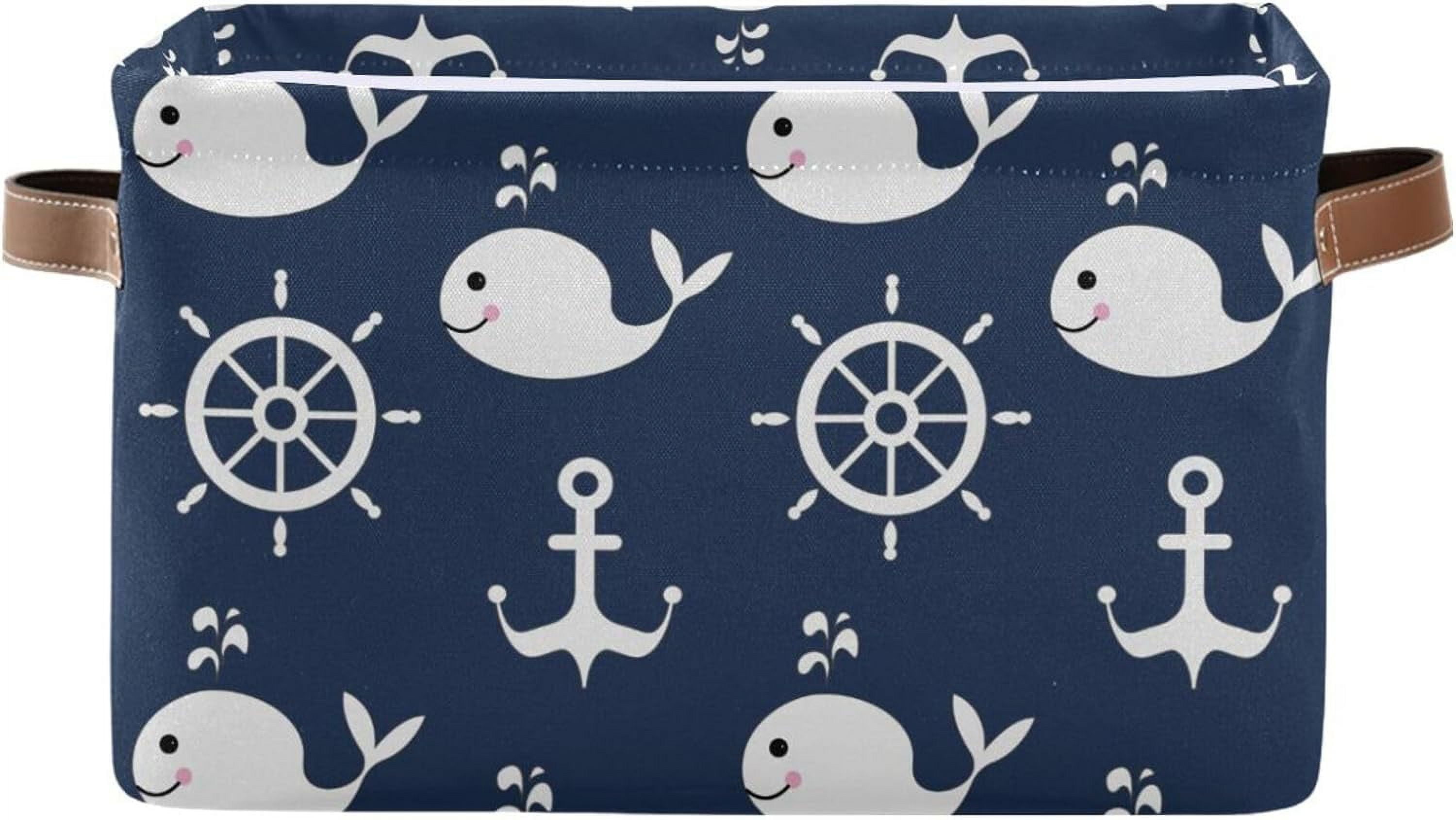 Whales Storage Basket, Durable Canvas Organizer With Handles Large ...