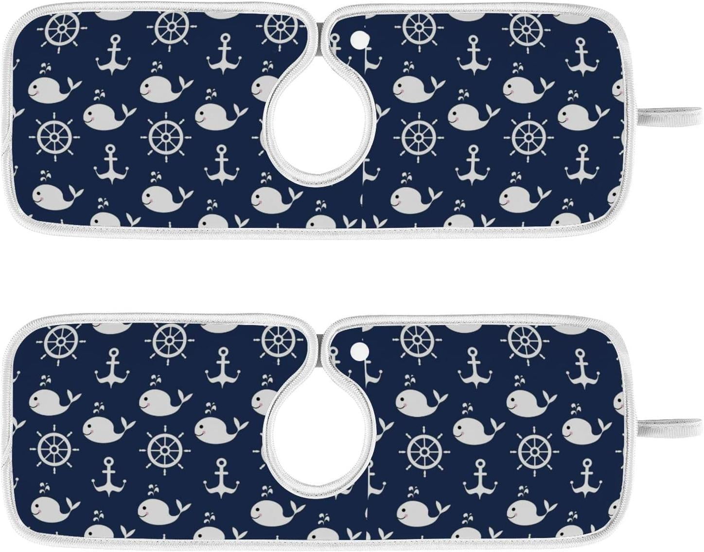 Whales Wheels Anchors 2PCS Faucet Absorbent Mat Kitchen Faucet Sink ...