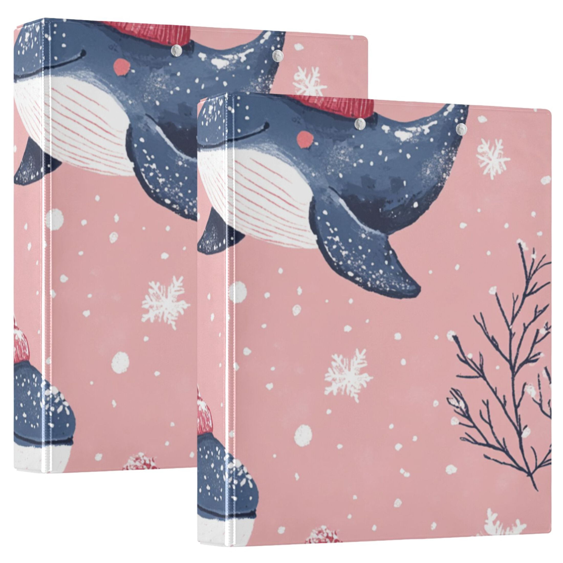 Whales and Snow 3 Ring Binders 1.5 inch Hardcover File Folders with ...