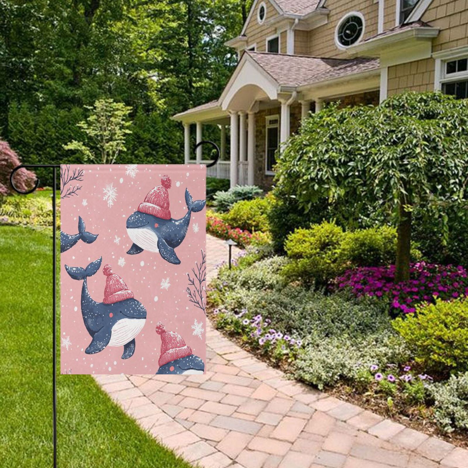 Whales and Snow Garden Flag Double Sided 12 x 18 Inch Outside Yard ...