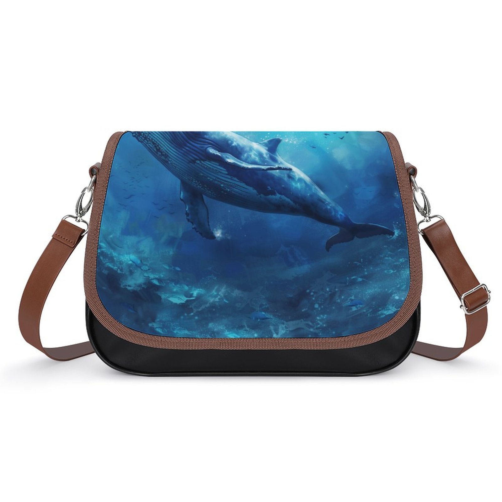 Whales on The Seabed Pu Leather Shoulder Bag Essential For Daily Travel ...