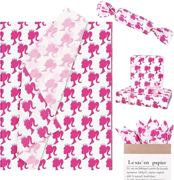 Whaline 100 Sheets Girls Princess Tissue Paper Hot Pink Girls Gift ...