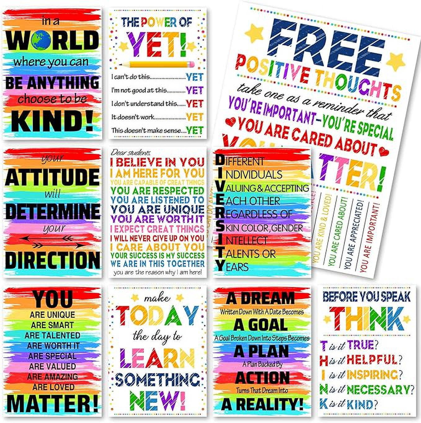 Whaline 12 x 16'' Motivational Classroom Posters, Rainbow Color ...