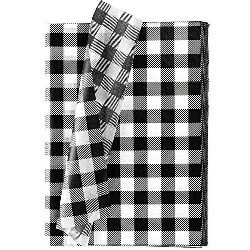 Whaline 120 Sheet Buffalo Plaid Tissue Paper Christmas White Black ...