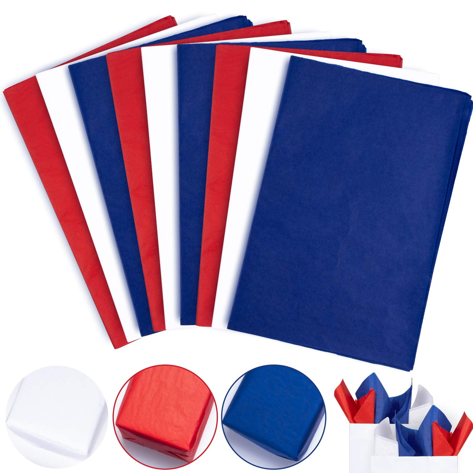 Whaline 120 Sheet PriNst 4th of July Patriotic Tissue Crepe White Blue ...