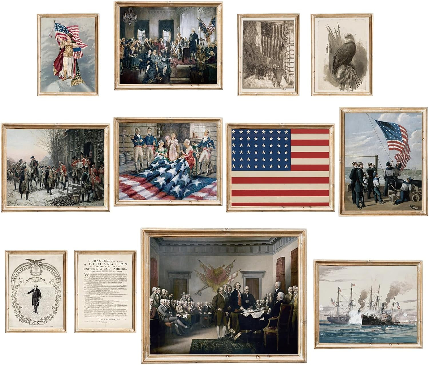 Whaline 12Pcs Patriotic Wall Art Prints Independence Day Vintage ...
