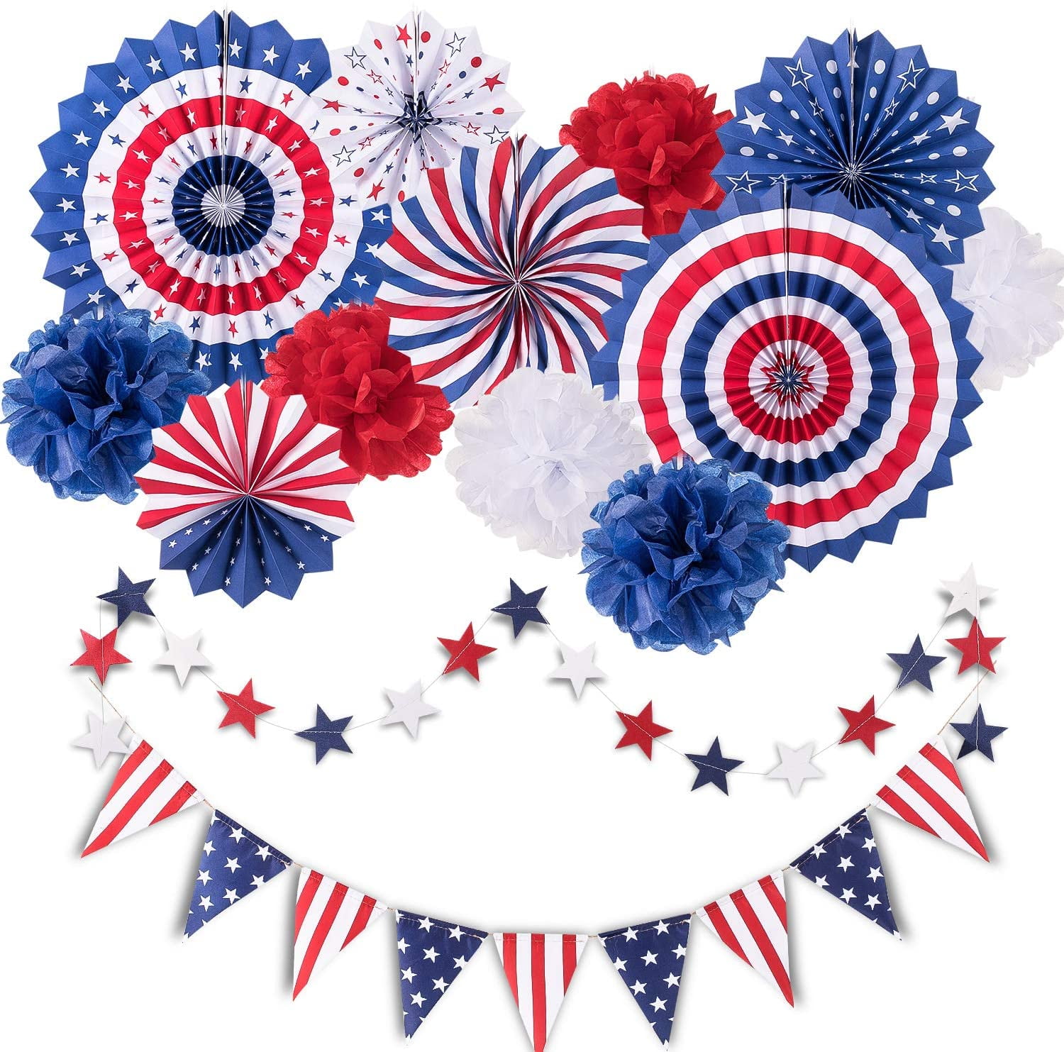 Whaline 14Pcs Patriotic Party Decorations Set, 4th of July American ...
