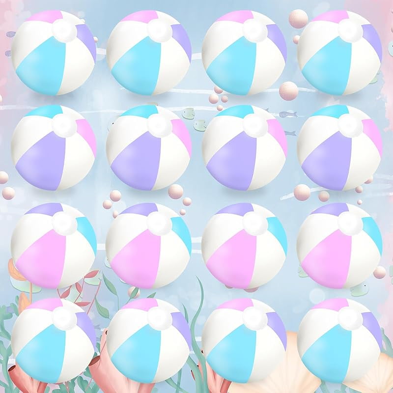 Whaline 16Pcs Inflatable Beach Ball 16 Inch Round Pool PVC Balls Cute ...