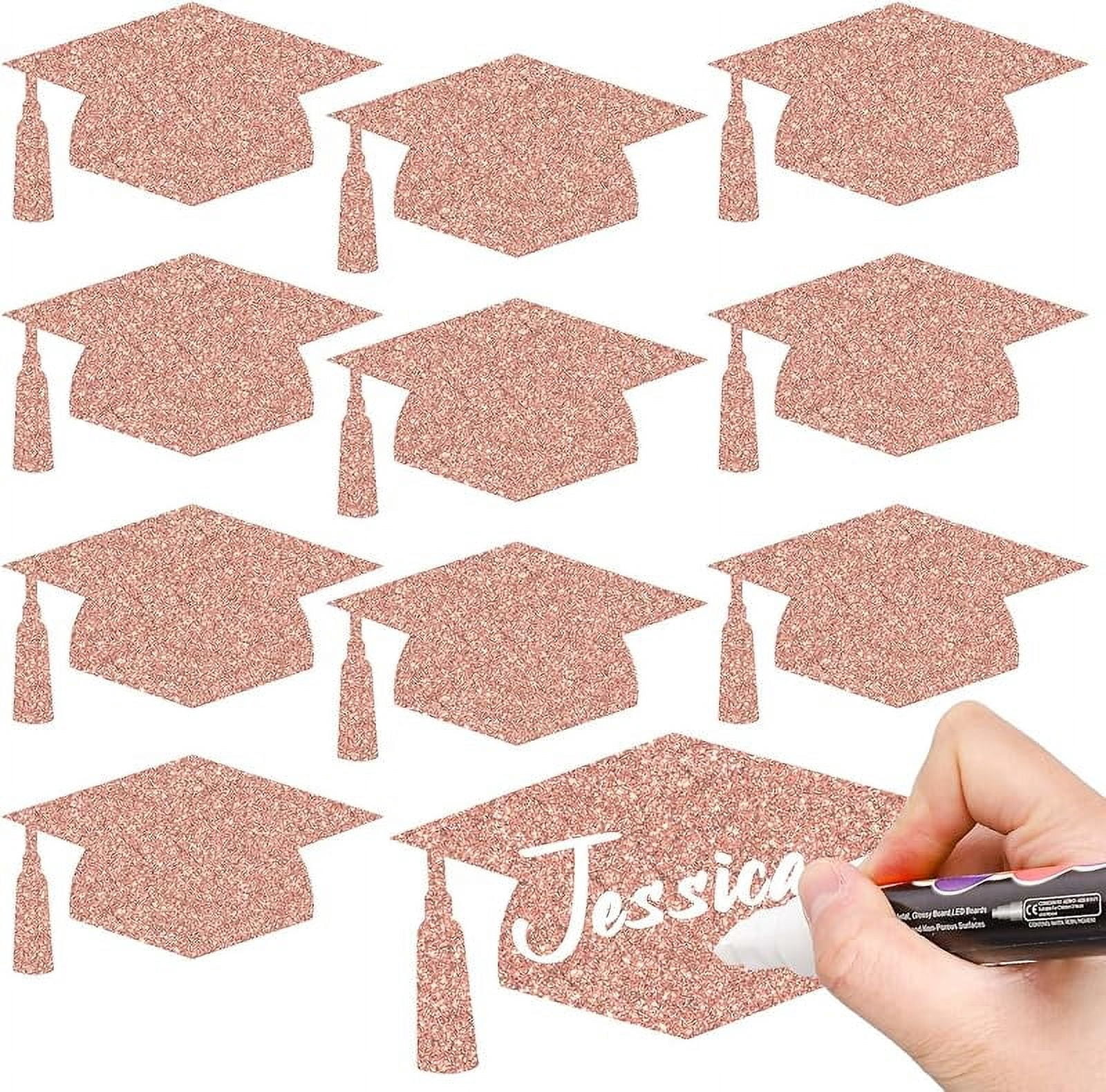Whaline 50Pcs Grad Caps Cutouts Glitter Black Gold 2024 Graduation Hat ...