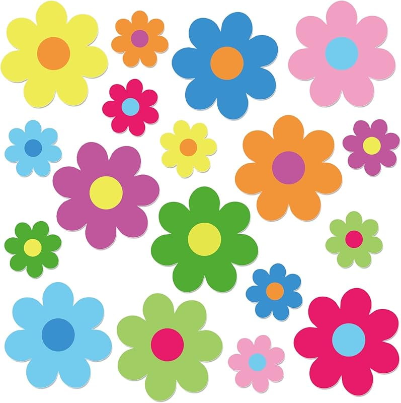 Whaline 54Pcs Spring Flower Cut-Outs Colorful Floral Bulletin Board ...