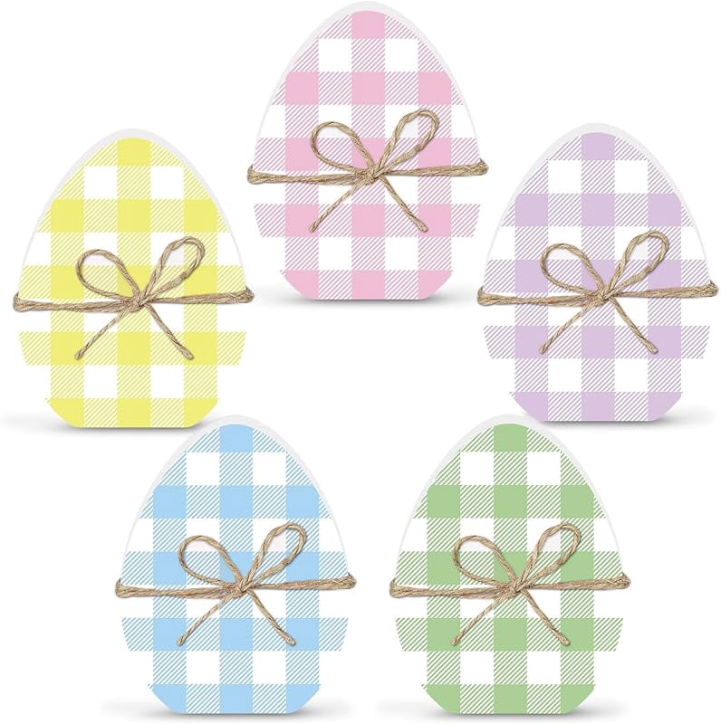 Whaline 5Pcs Easter Egg Wooden Table Decor Polka Dots Egg Table ...