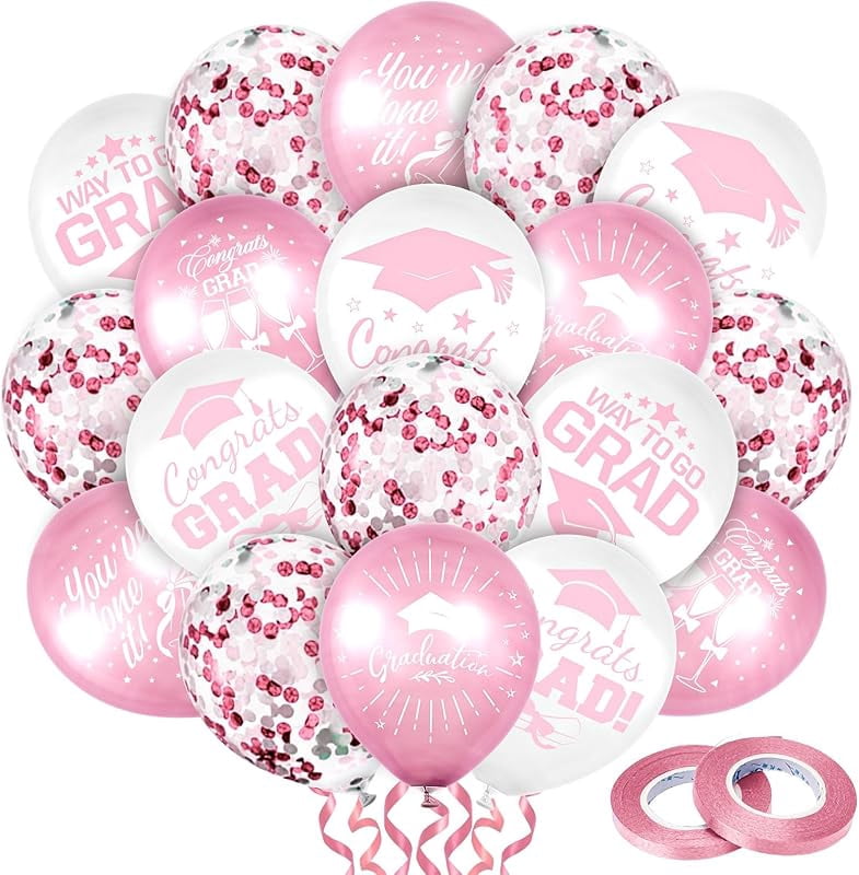 Whaline 60Pcs Graduation Party Balloon Set 7 Designs Blue White ...