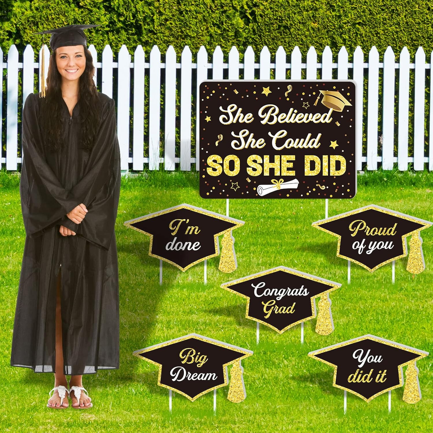 Whaline 6Pcs Graduation Yard Sign Decorations Graduation Lawn Signs ...