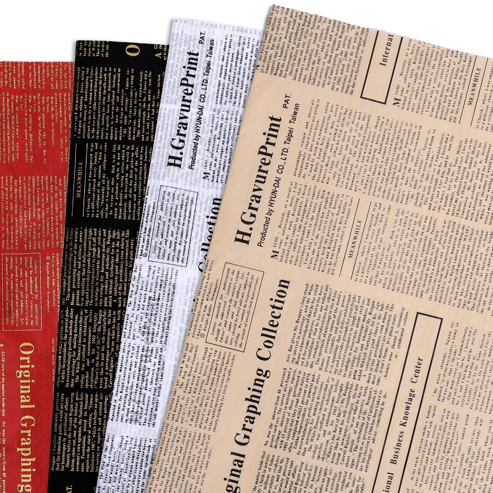 Whaline 90 SheetsTRDN Vintage Newspaper Tissue Paper Old Newsprint Gift ...