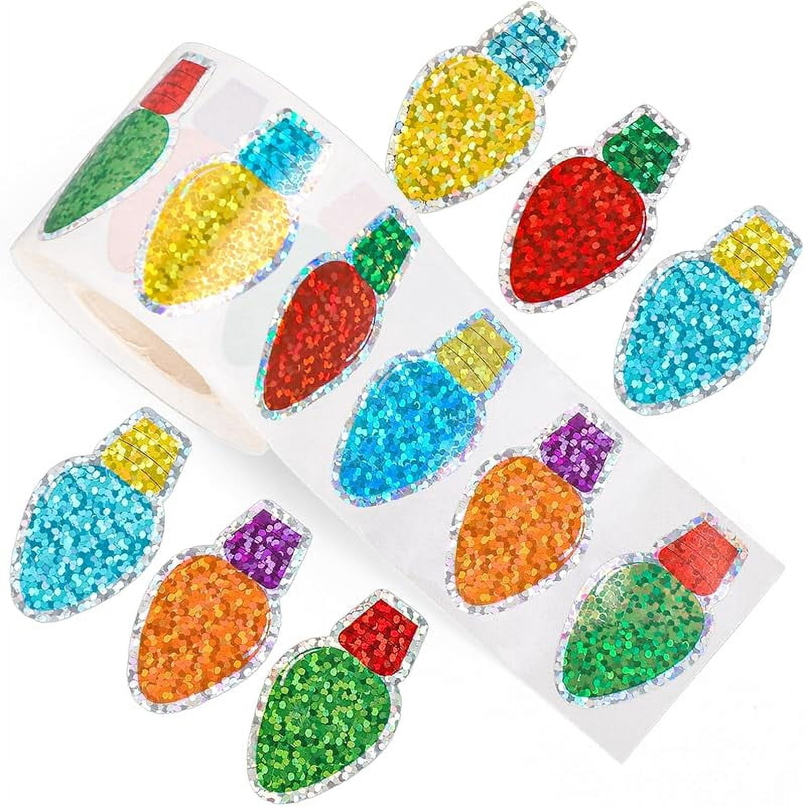 Whaline Christmas Tree Stickers Roll Laser Xmas Pine Tree Seal Stickers ...