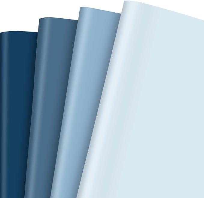 Whaline Dusty Blue Wrapping Paper - Not Roll - 4 Colors Gradient Blue ...