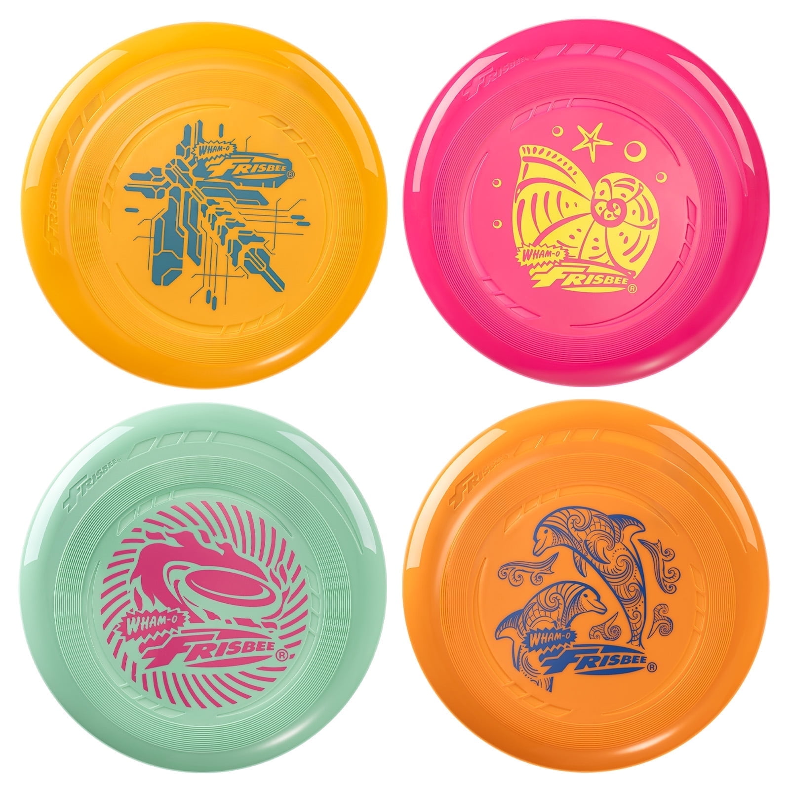 Wham-O Frisbee Go 4 Pack Flying Disc, 9 Inch Lightweight Colorful Toy ...