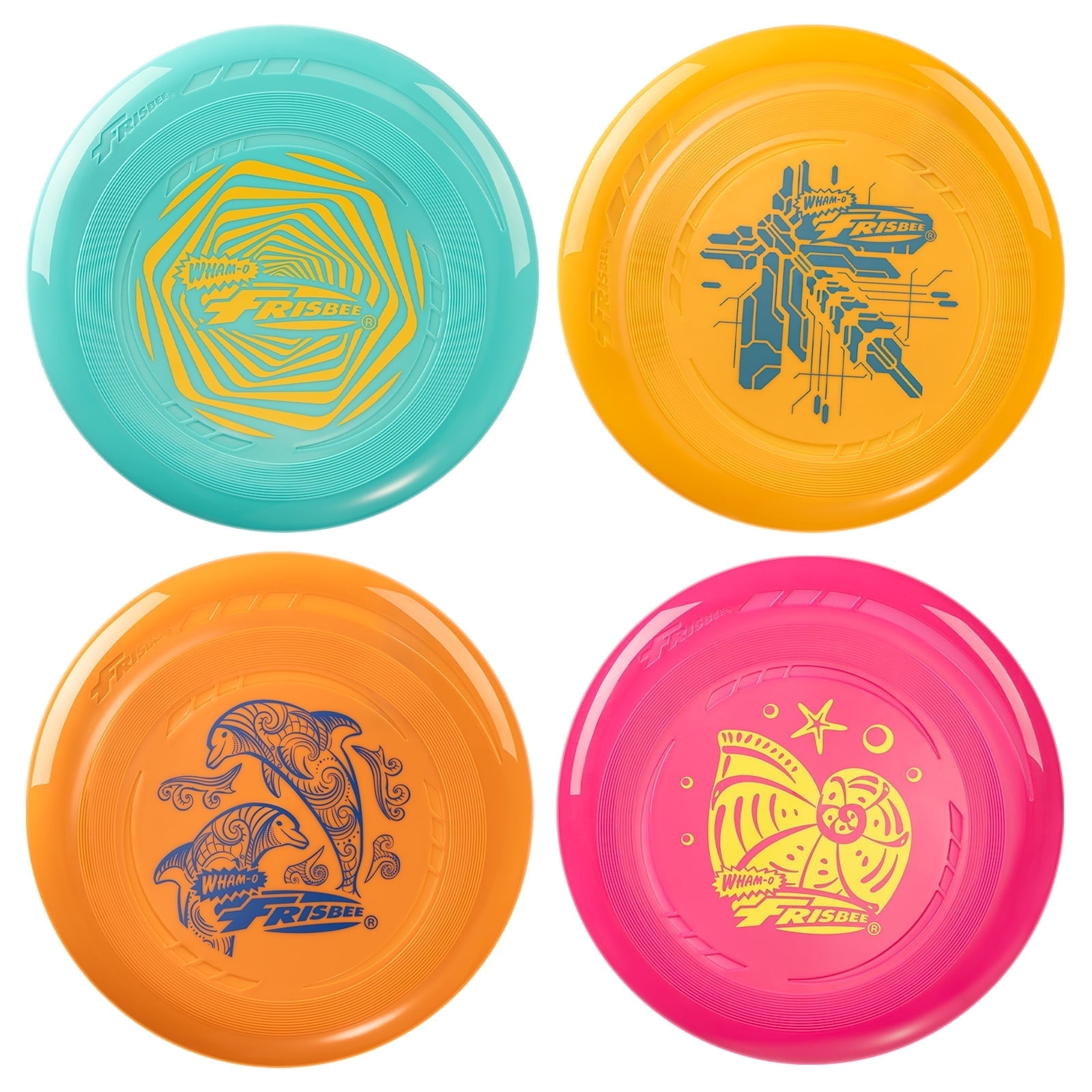 Wham-O Frisbee Go 4 Pack Flying Disc, 9 Inch Lightweight Colorful Toy ...