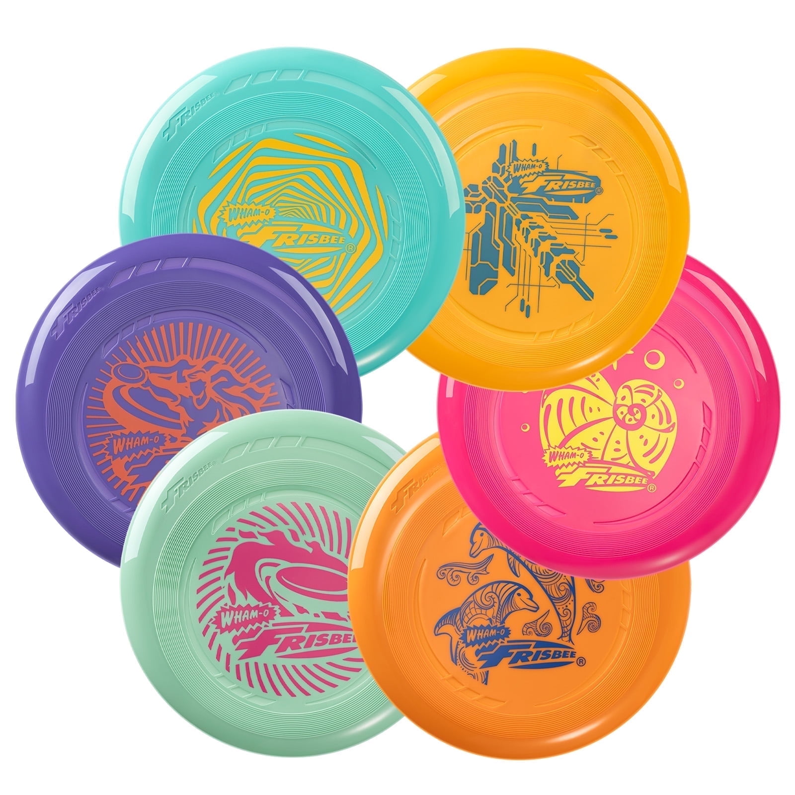 Wham-O Frisbee Go 6 Pack Flying Discs, 9 Inch Lightweight Outdoor Toy ...