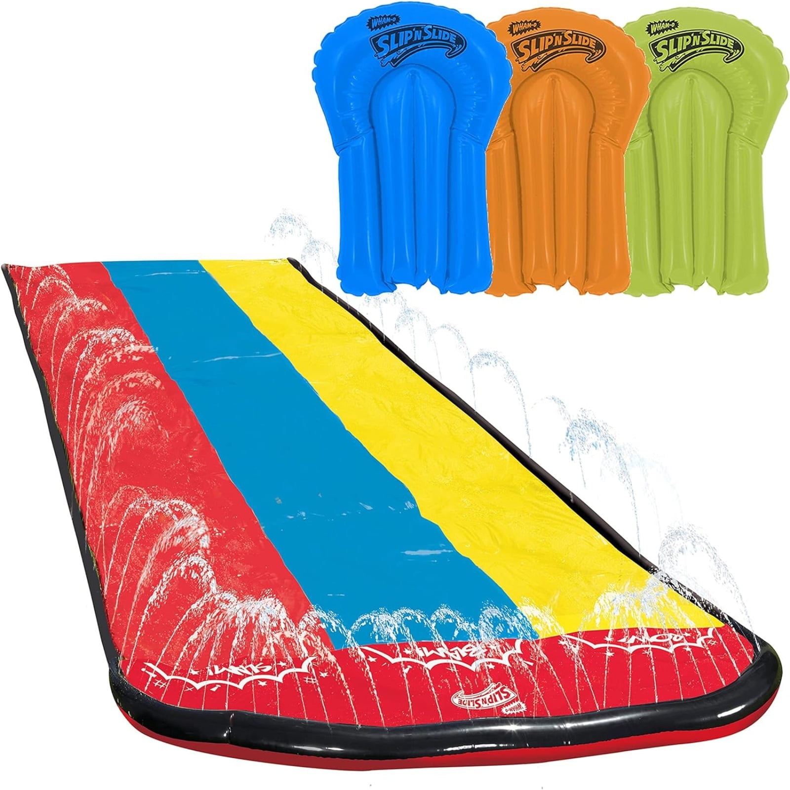 Wham-O Water Aqua Slip N Slide Triple Slide with 3 Boogie Bodyboards ...