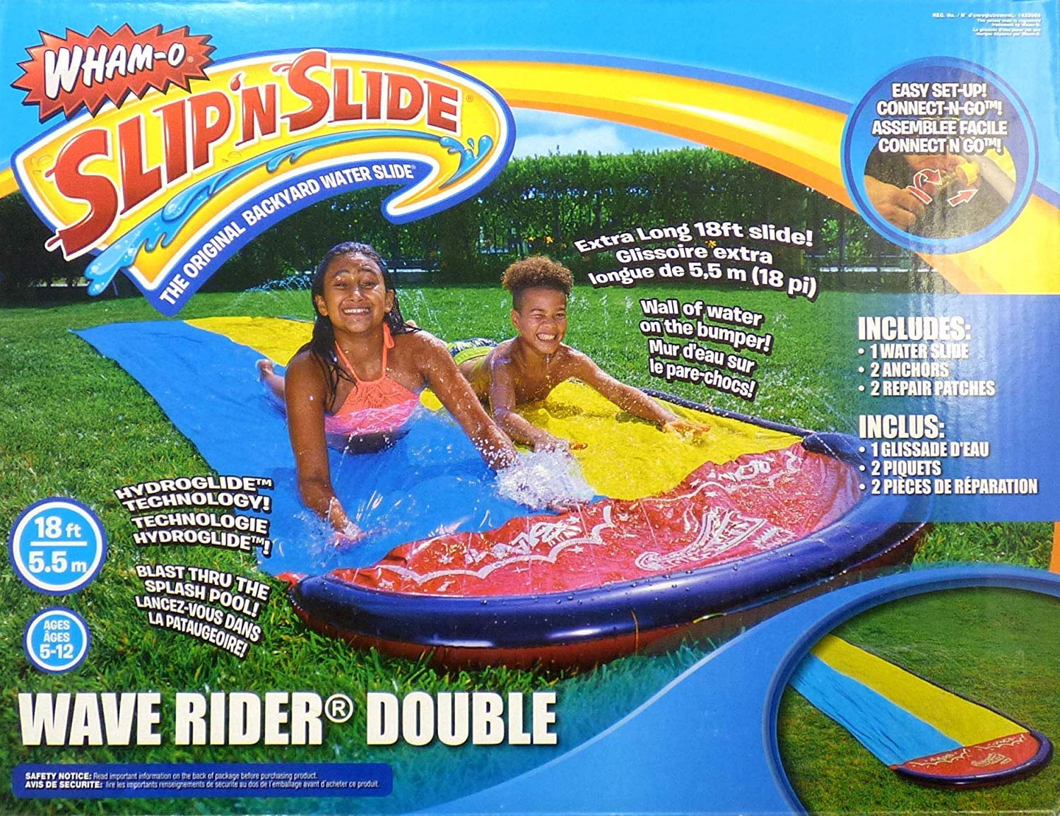 Wham-O Slip'nSlide Wave Rider Double Outdoor Backyard Water Slide 18 ...