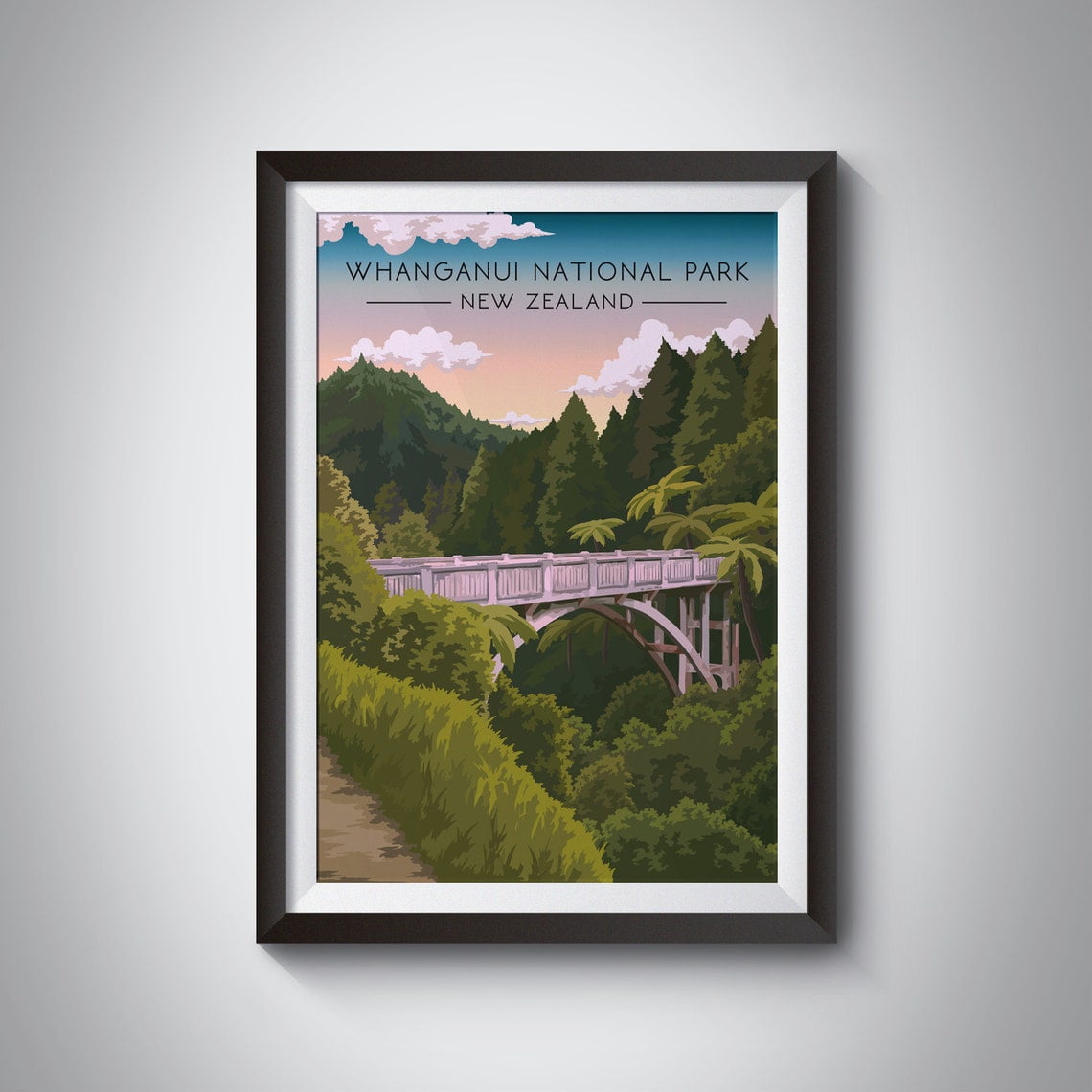 Whanganui National Park Poster, New Zealand Travel Poster, Bridge To ...