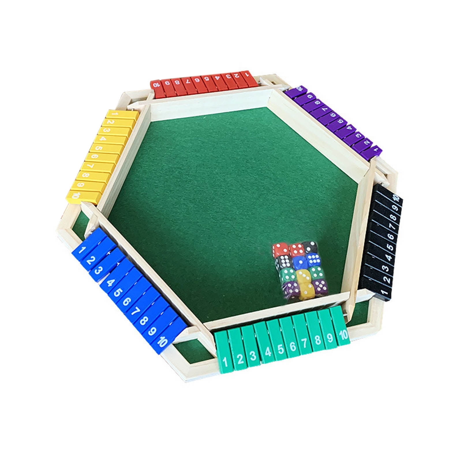 Wharick 1-6 Players Shut The Box Dice Game with 12 Dice, Wooden Board ...