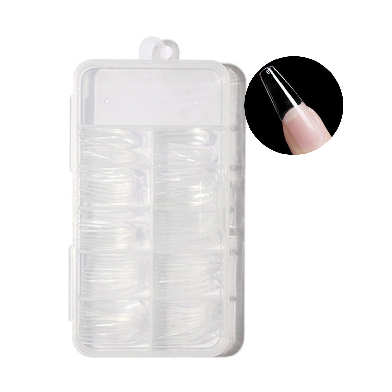 Wharick 100Pcs/Box Fake Nails Water Drop T-Shaped Short Round Square ...