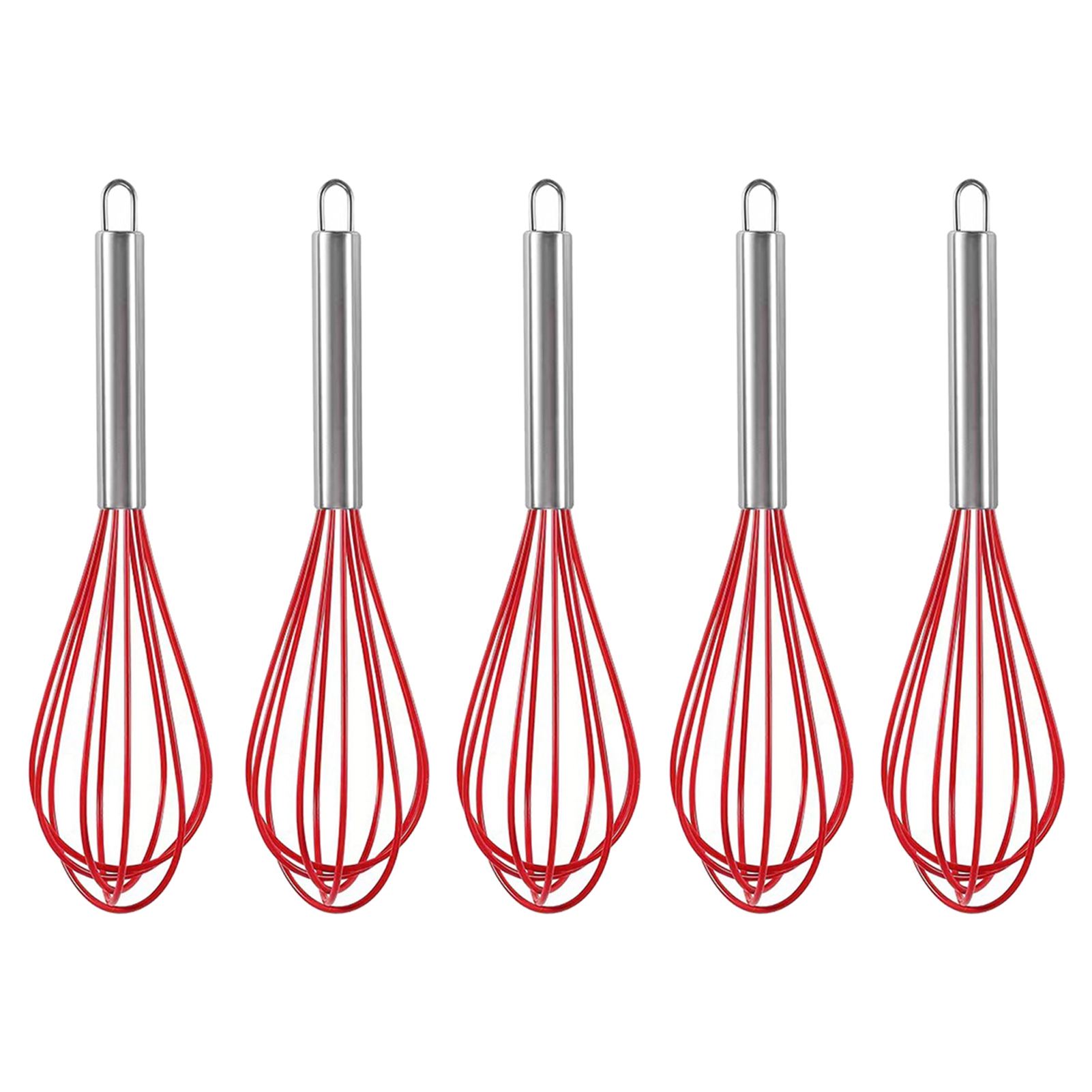 Wharick 10inch Silicone Whisk, Stainless Steel Handle Egg Beater for ...