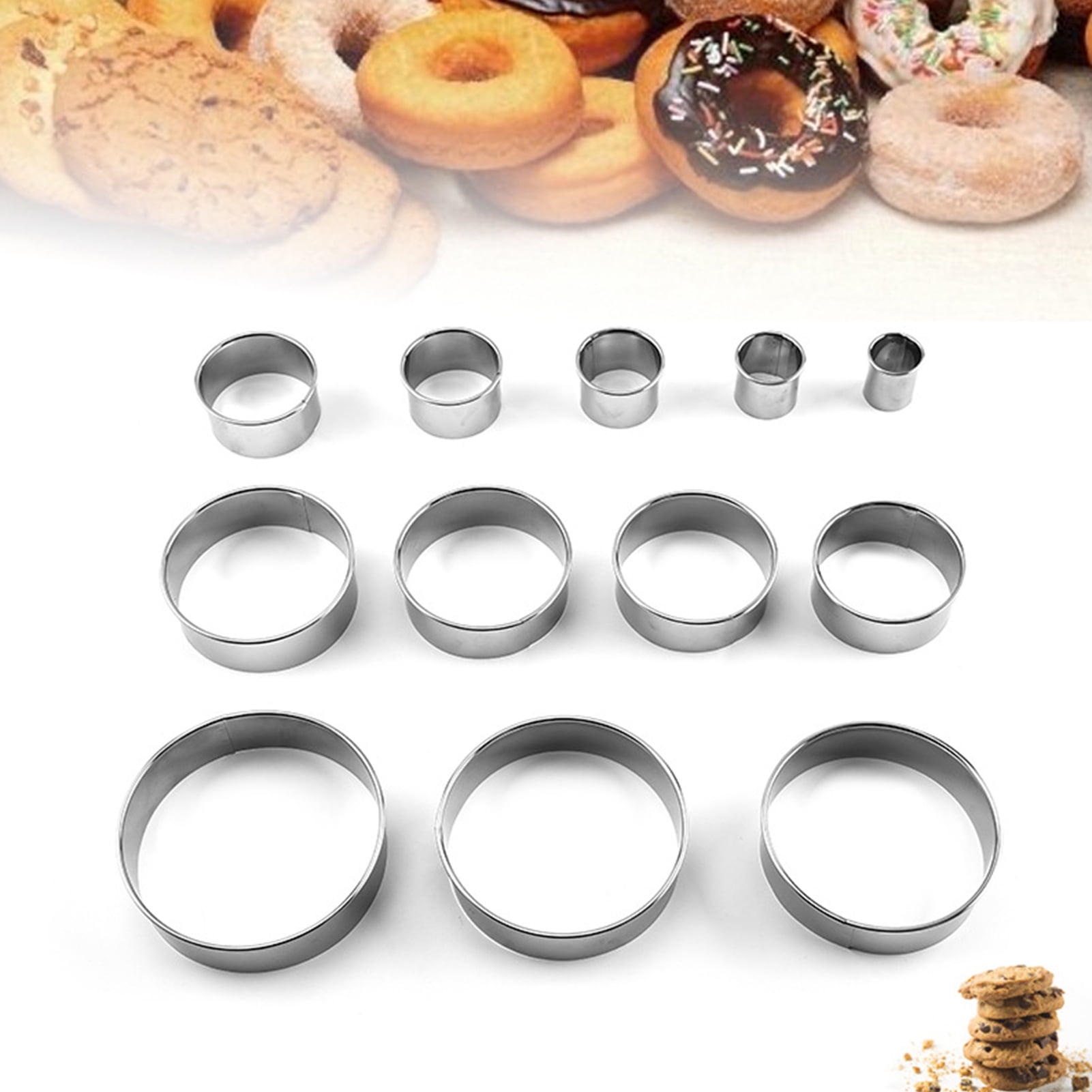 Wharick 12pcs Small Circle Cookie Cutter, Stainless-Steel Biscuit ...