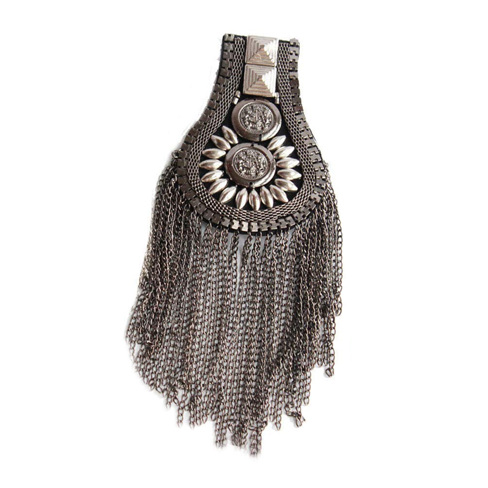 Wharick 1Pc Shoulder Epaulet Vintage Rivet Tassels Shoulder Brooch ...