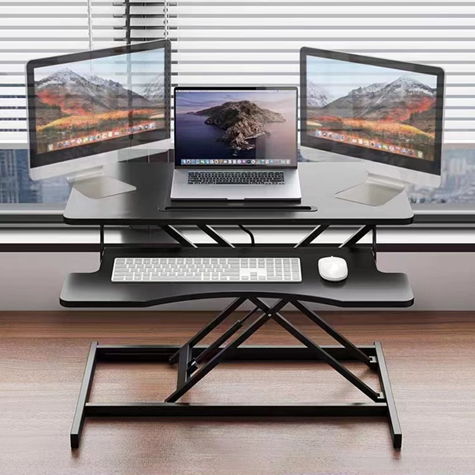 Wharick 32-Inch Height Adjustable Standing Desk Converter, Dual Monitor ...
