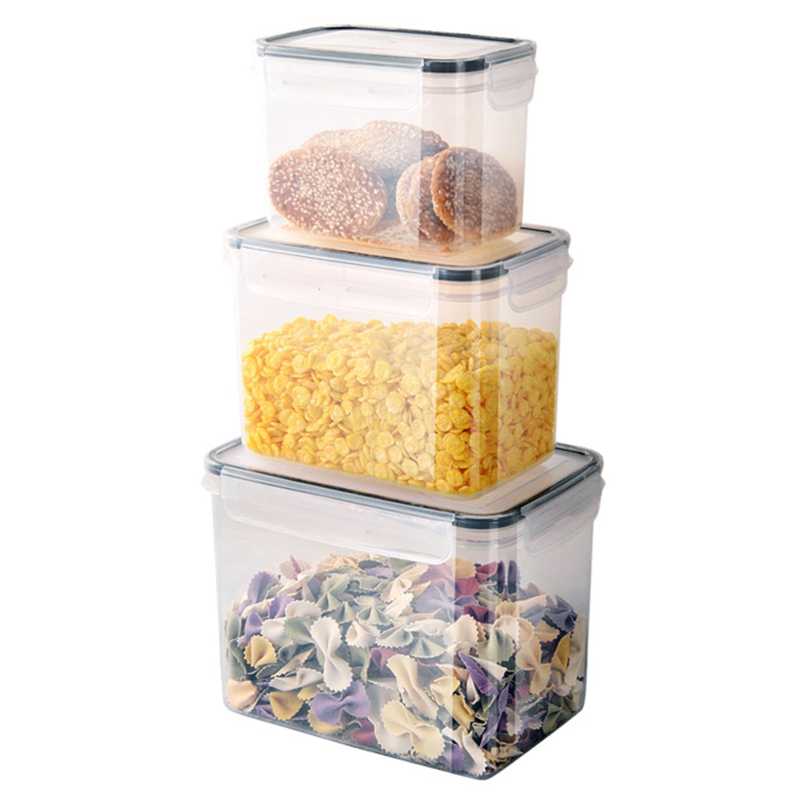Wharick 3Pcs Clear Food Storage Box with Airtight Lid, Large Capacity ...
