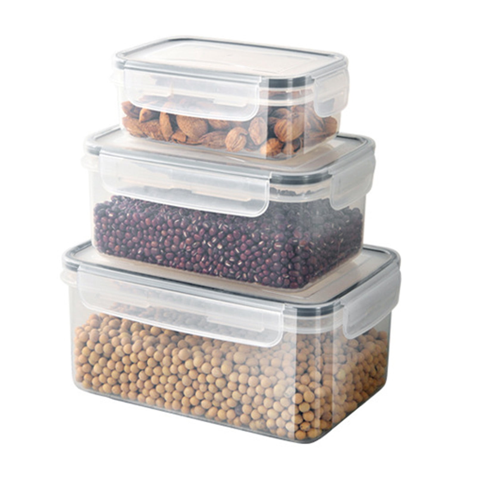 Wharick 3Pcs Clear Food Storage Box with Airtight Lid, Large Capacity ...