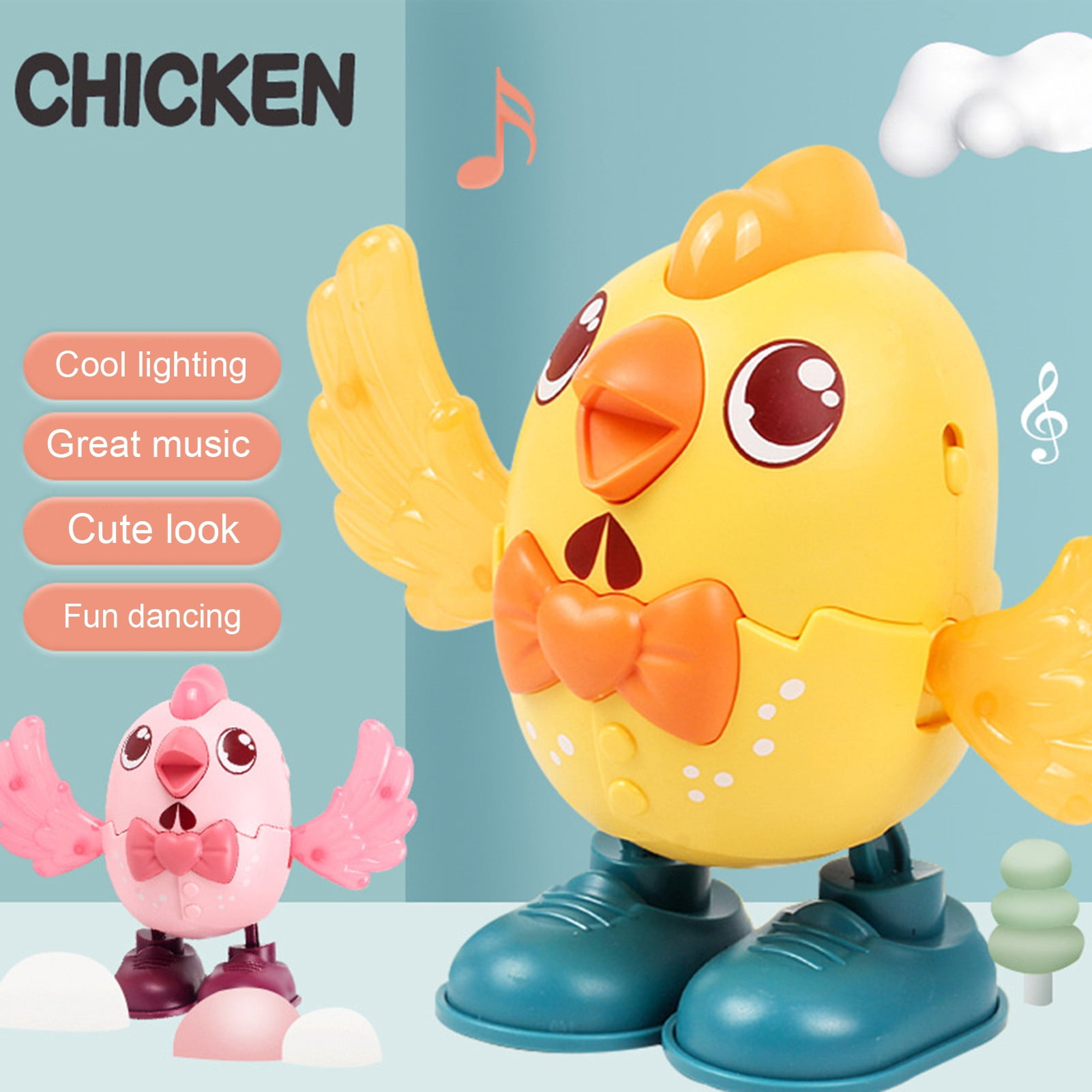 Wharick 3pcs Chicken Toy Cartoon Shape Musical Sound ABS Baby Electric ...