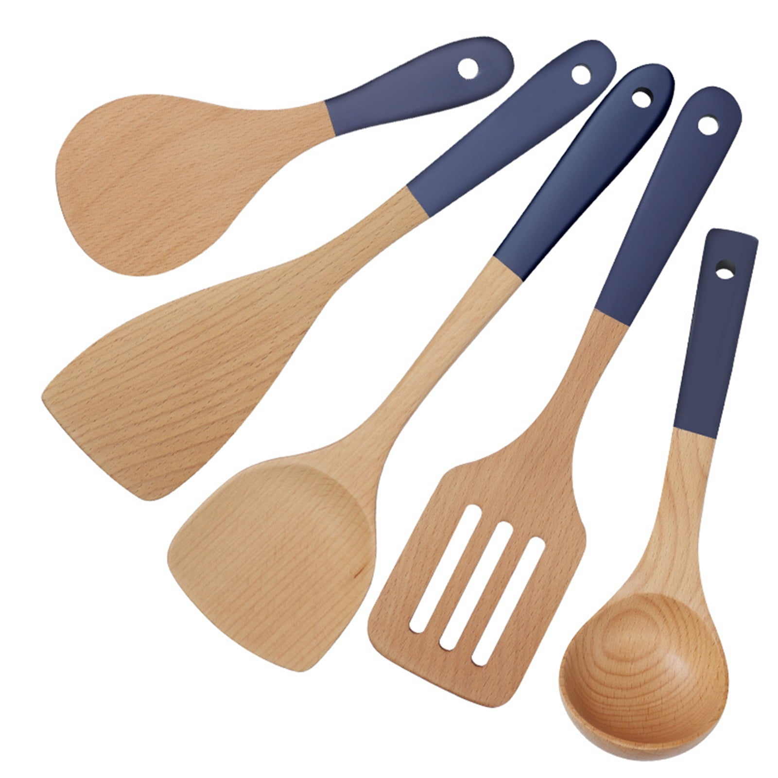 Wharick 5pcs Wood Cooking Utensils Set - Woods Kitchen Utensils for ...
