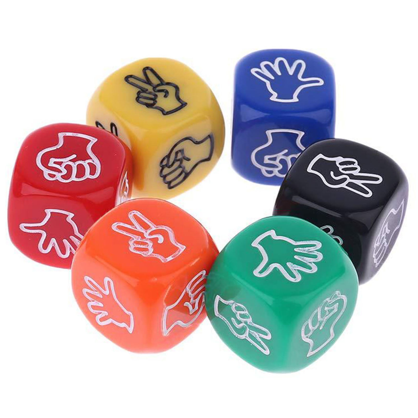 Wharick 6Pcs Finger Guessing Game Dice 6 Sides Rock Paper Scissors Game ...