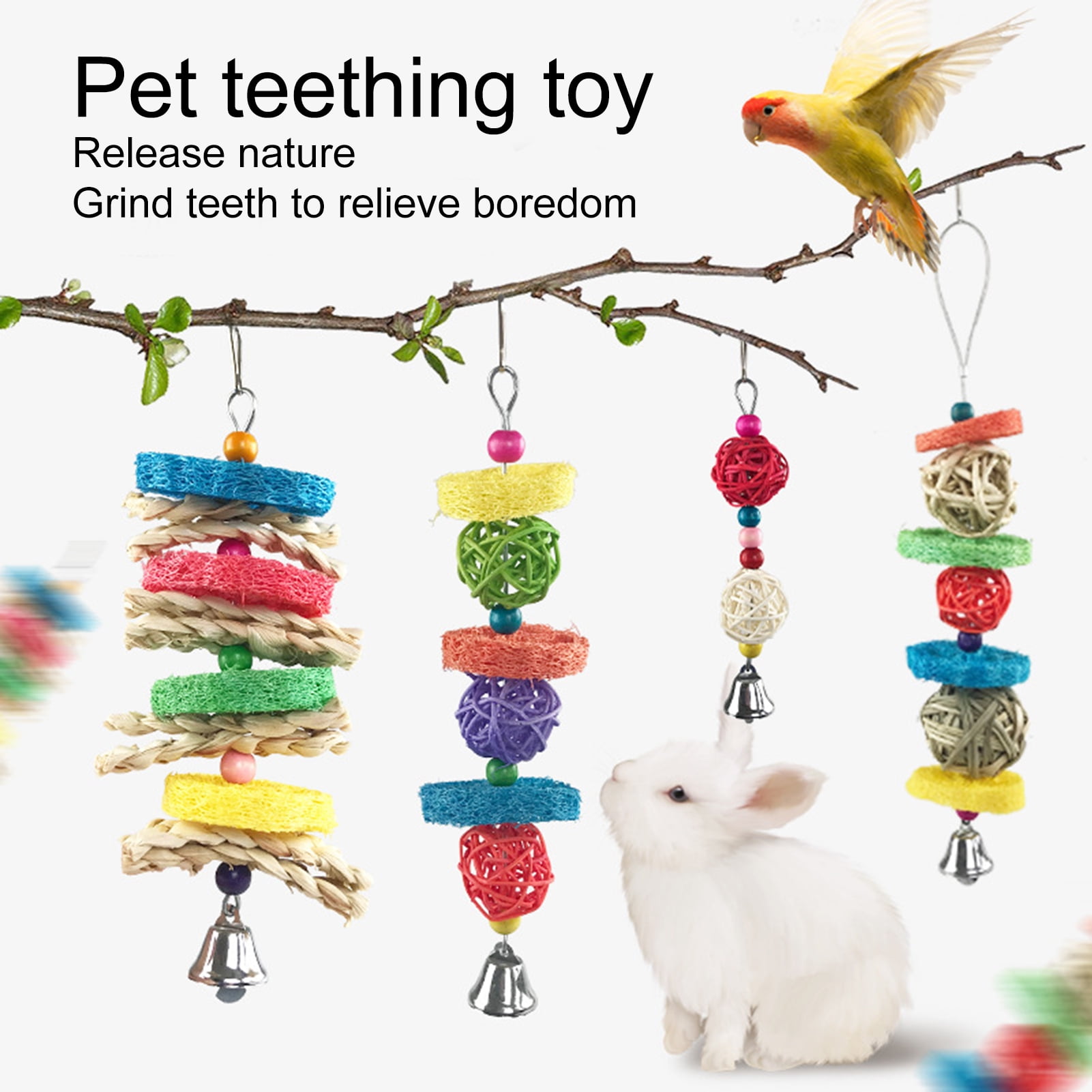 Wharick Bird Chew Toy Pet Parrot Chew Molar Toy for Parrot Parakeet ...
